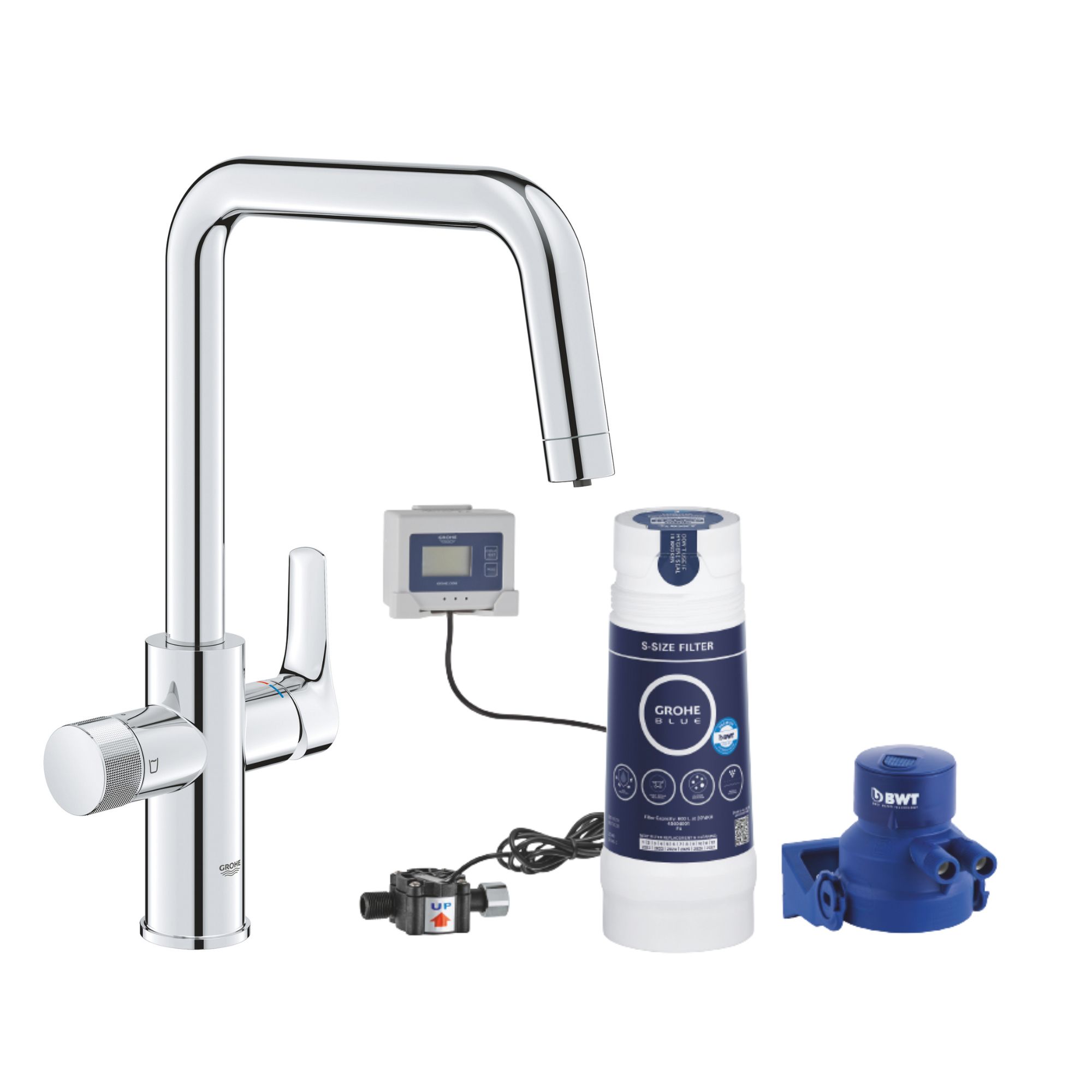 Grohe Blue Pure Start Chrome effect Water filter mono mixer tap With S ...
