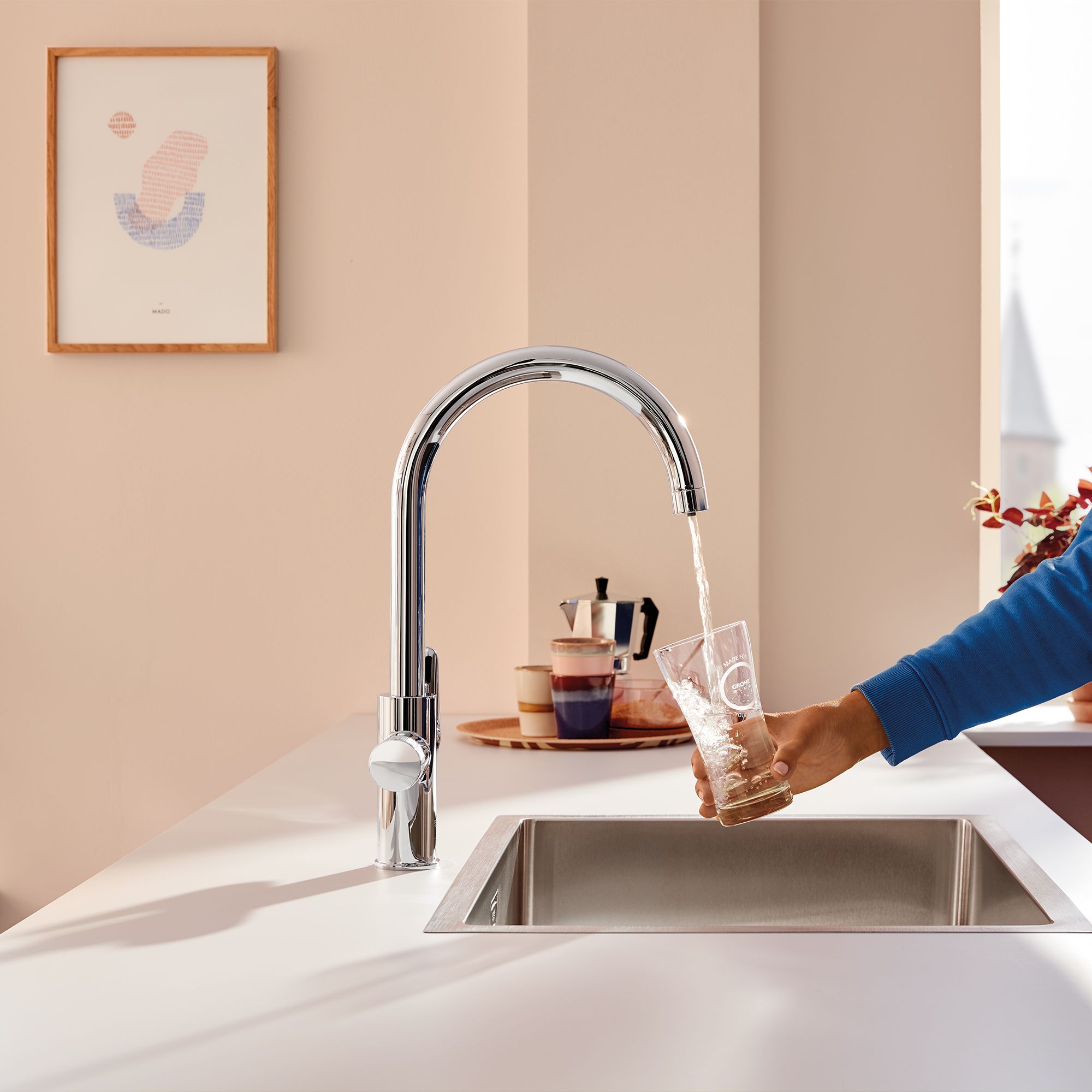 Grohe Blue Pure Startcurve Chrome effect Water filter mono mixer tap ...