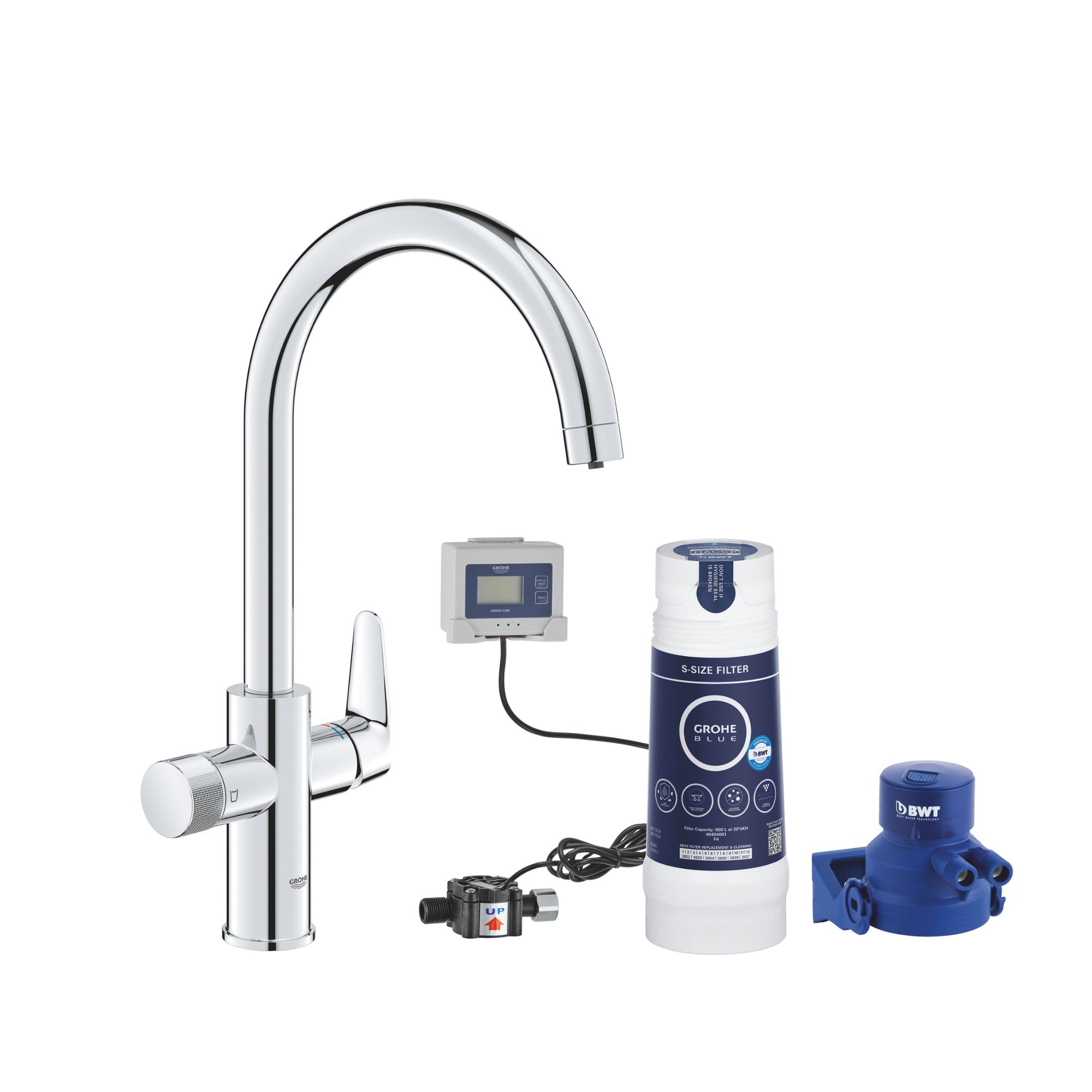 Grohe Blue Pure Startcurve Chrome effect Water filter mono mixer tap ...