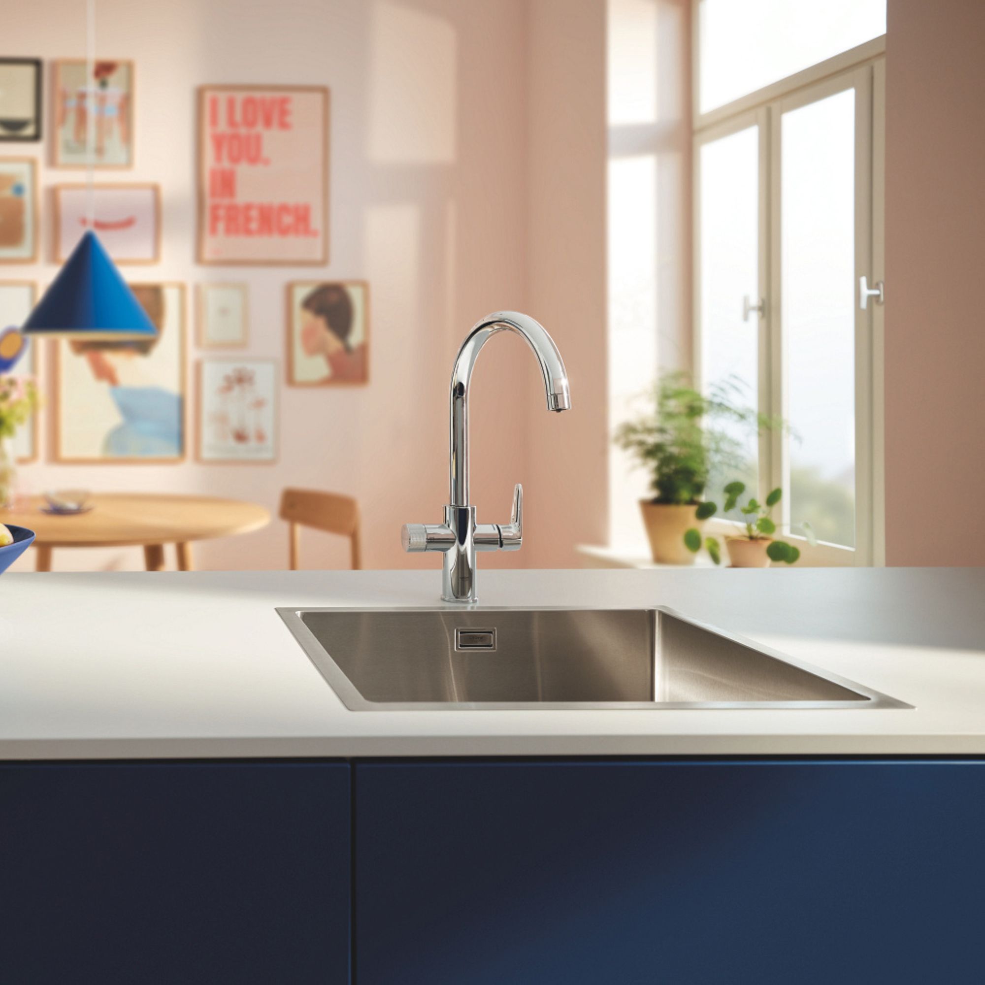 Grohe Blue Pure Startcurve Chrome effect Water filter mono mixer tap ...