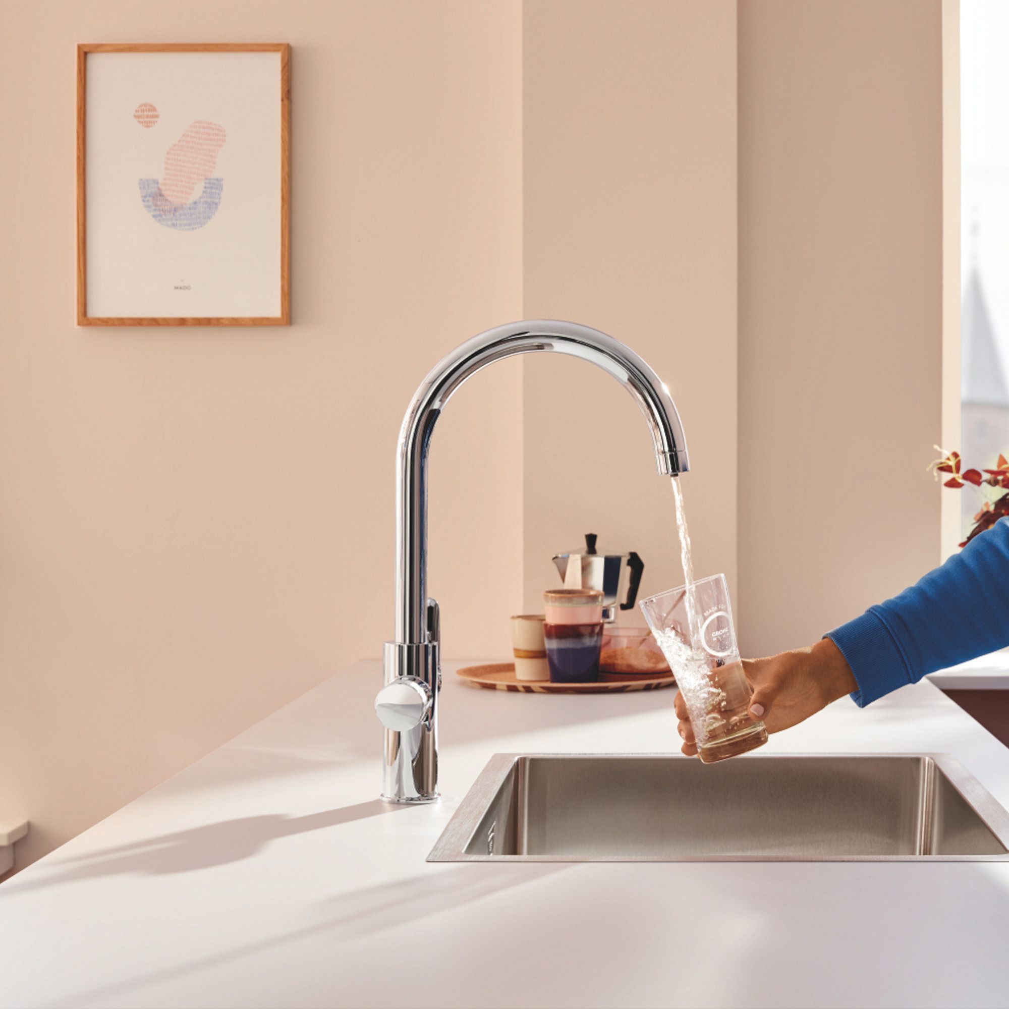 Grohe Blue Pure Startcurve Chrome effect Water filter mono mixer tap ...