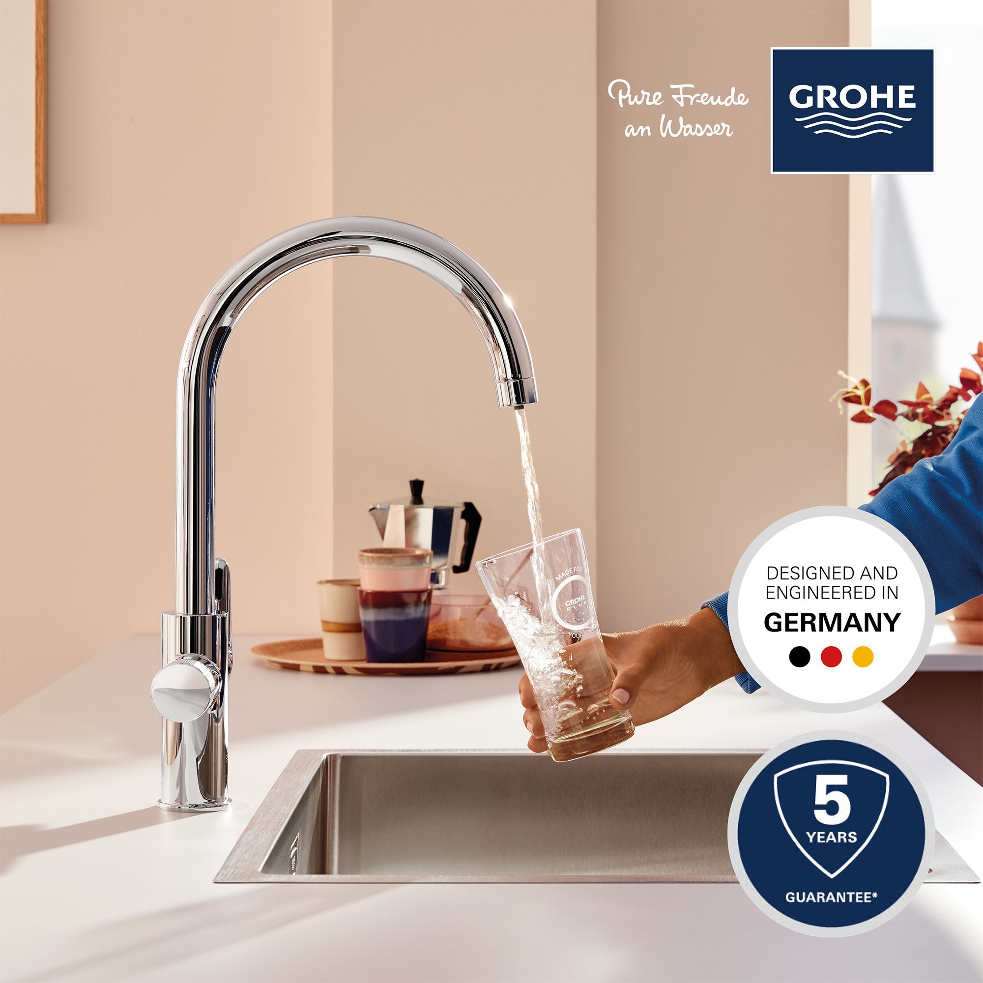 Grohe Blue Pure StartCurve Chrome-plated C-Spout Kitchen Water filter ...