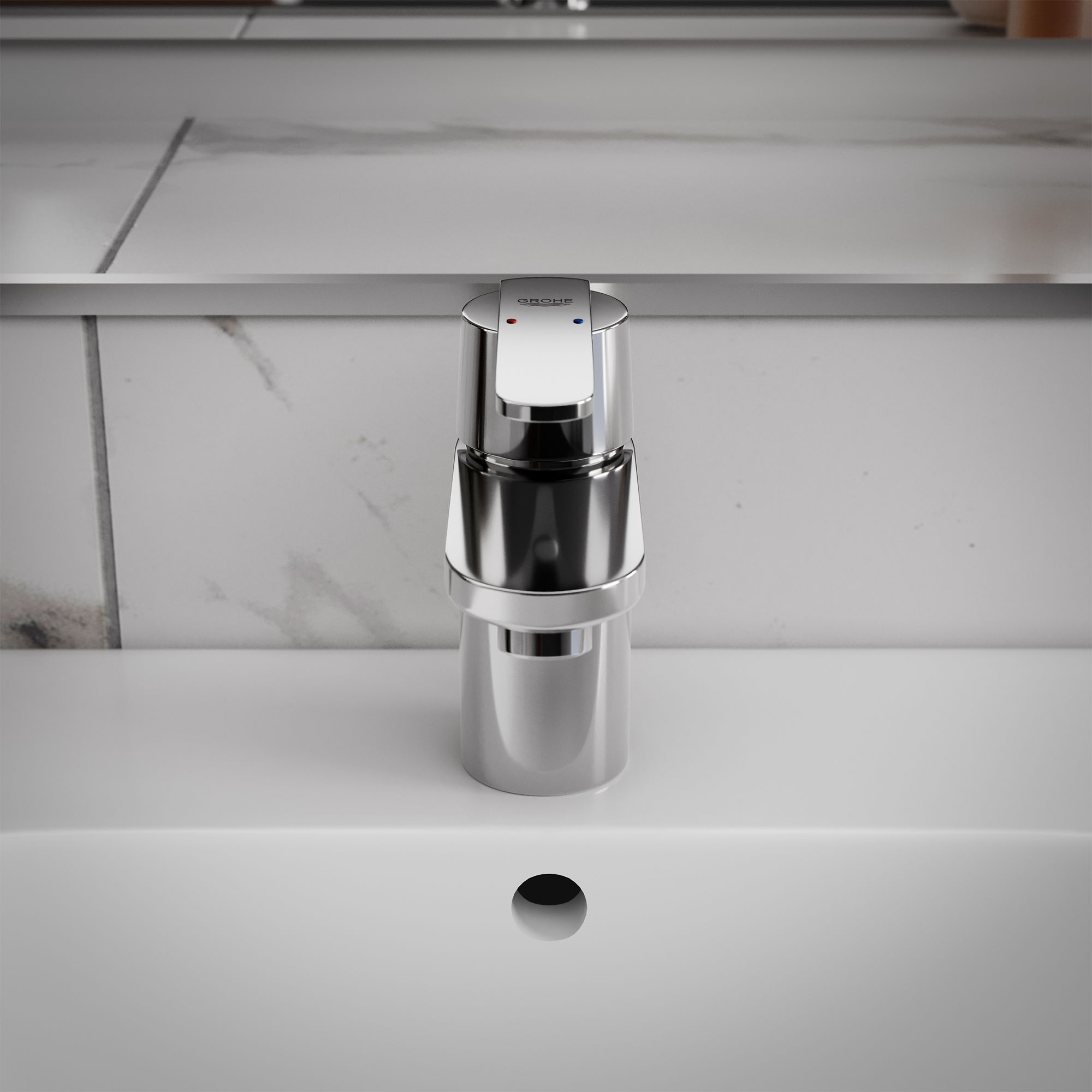 Grohe Get Chrome effect Round Basin Mono mixer Tap with Pop-up waste