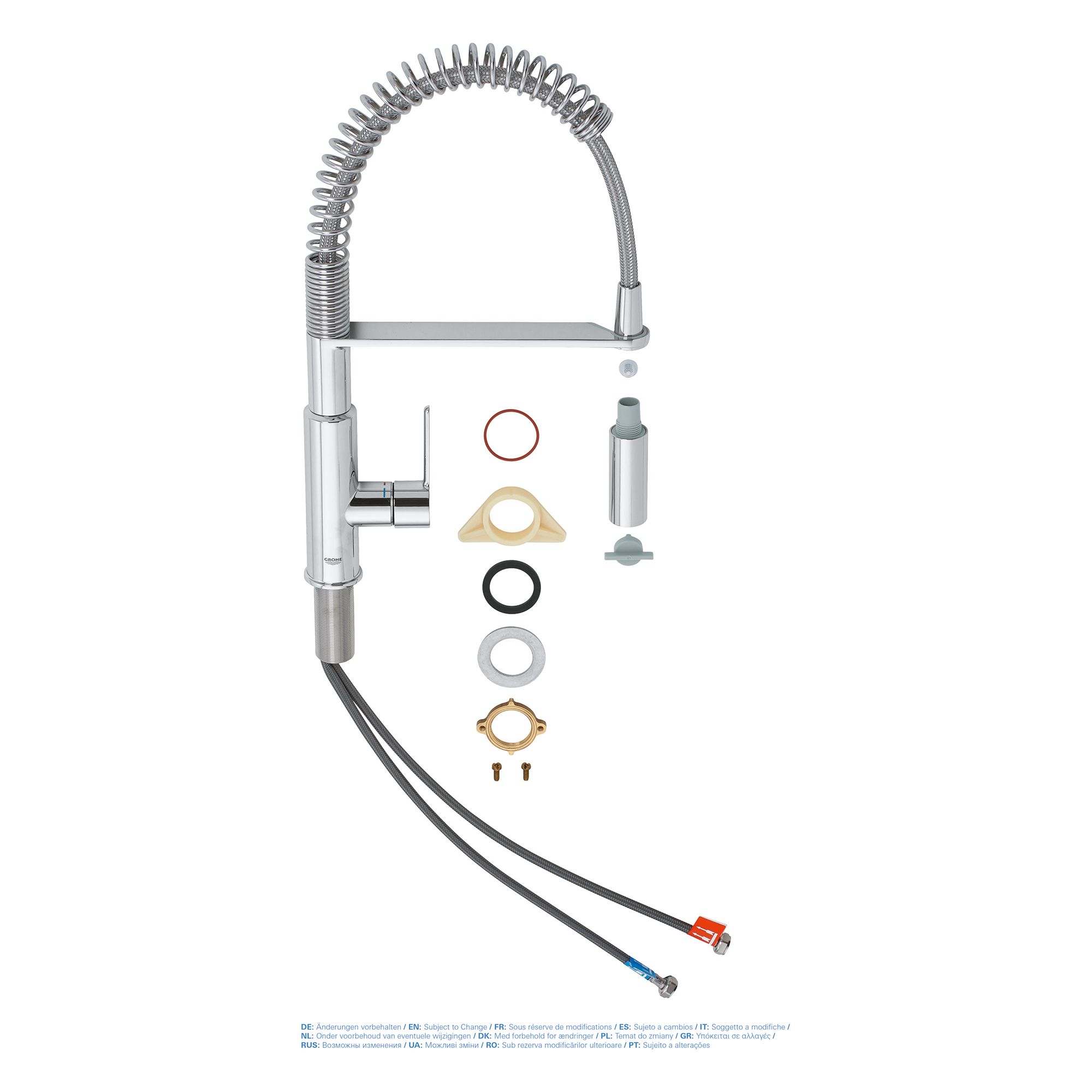 Grohe Get Chrome-plated Kitchen Side lever spring neck Tap at B&Q