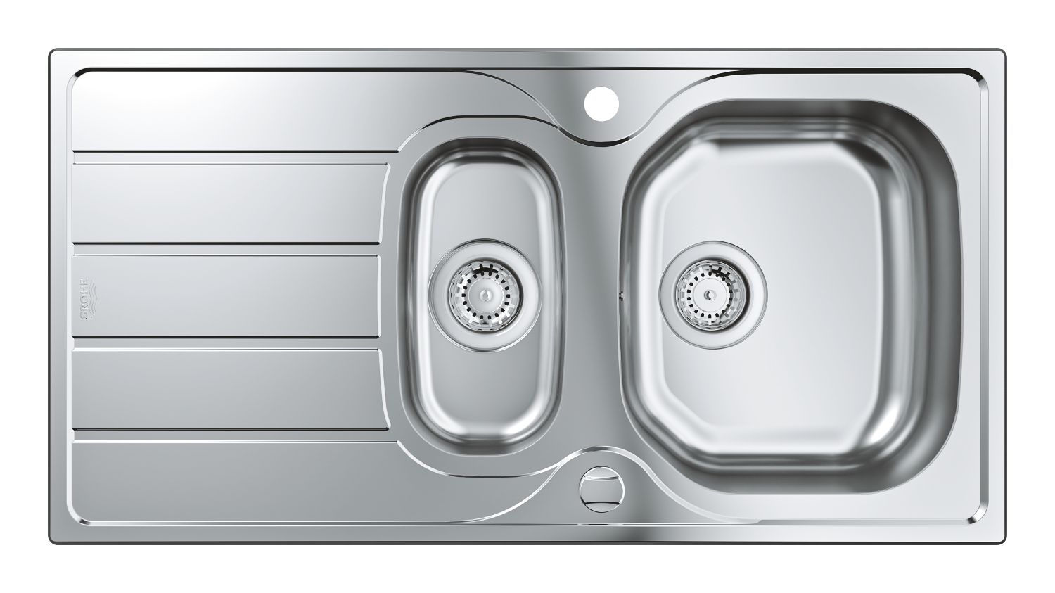 Grohe K200 SINK60 Polished Stainless steel 1.5 Bowl Kitchen sink 500mm ...