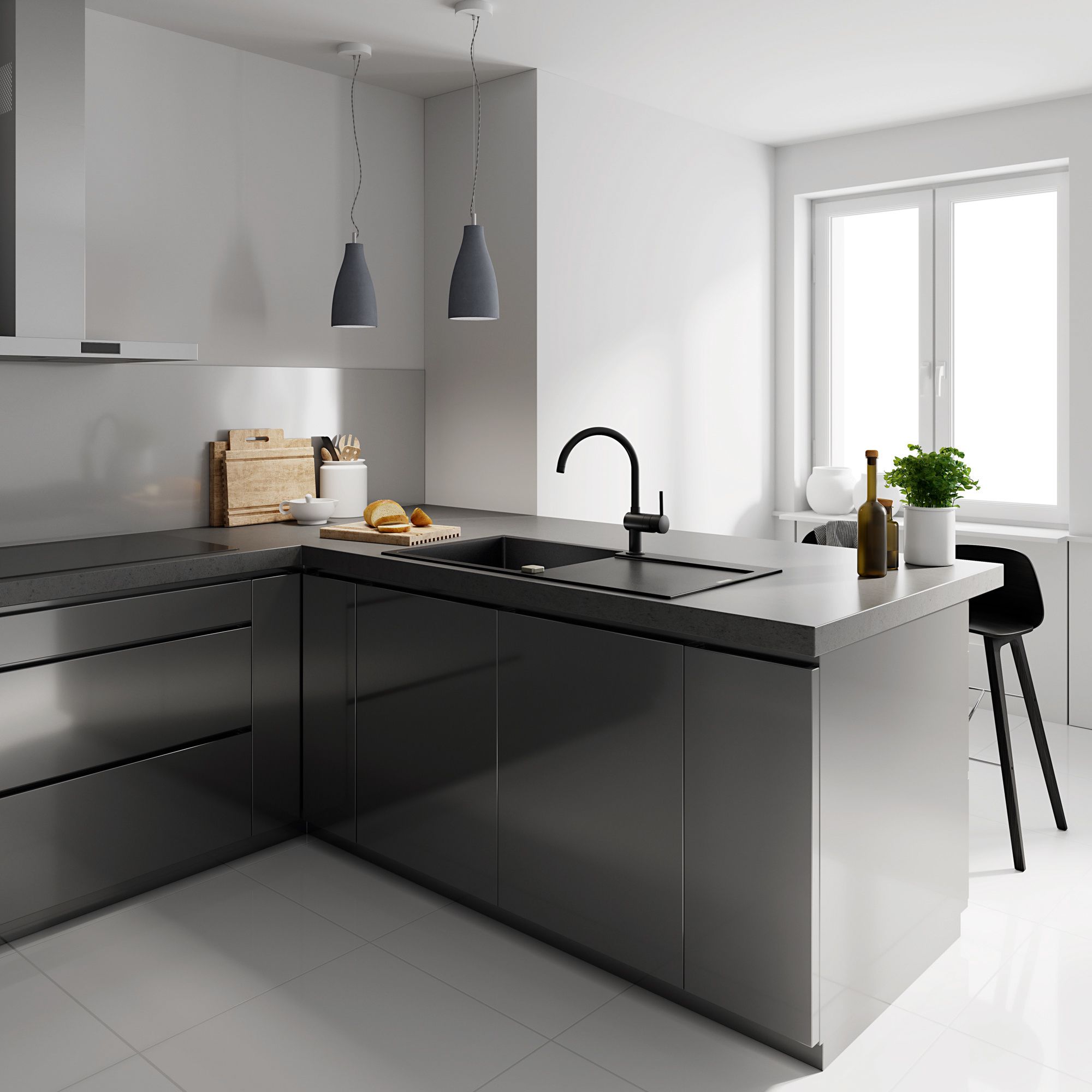 Grohe Minta Velvet Black Kitchen Side lever Tap