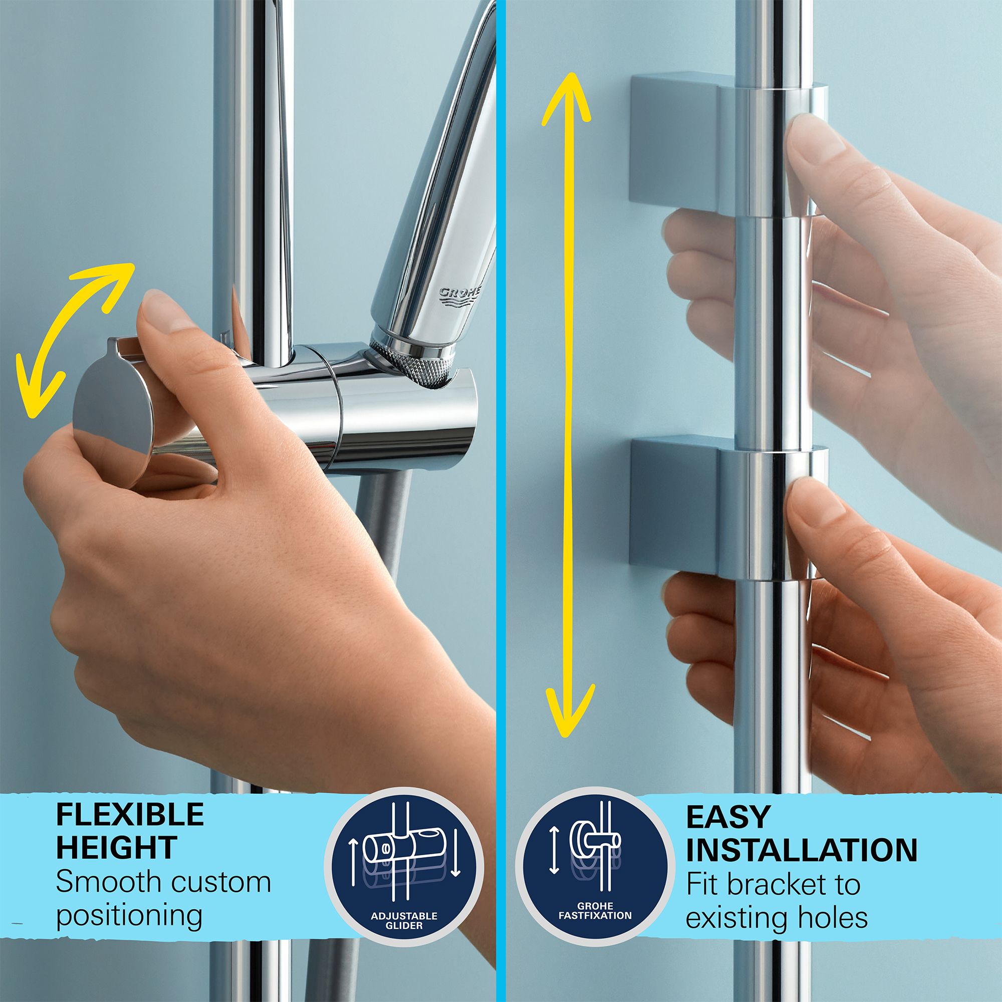 Grohe Precision Get Chrome effect Wall-mounted Thermostatic Column ...