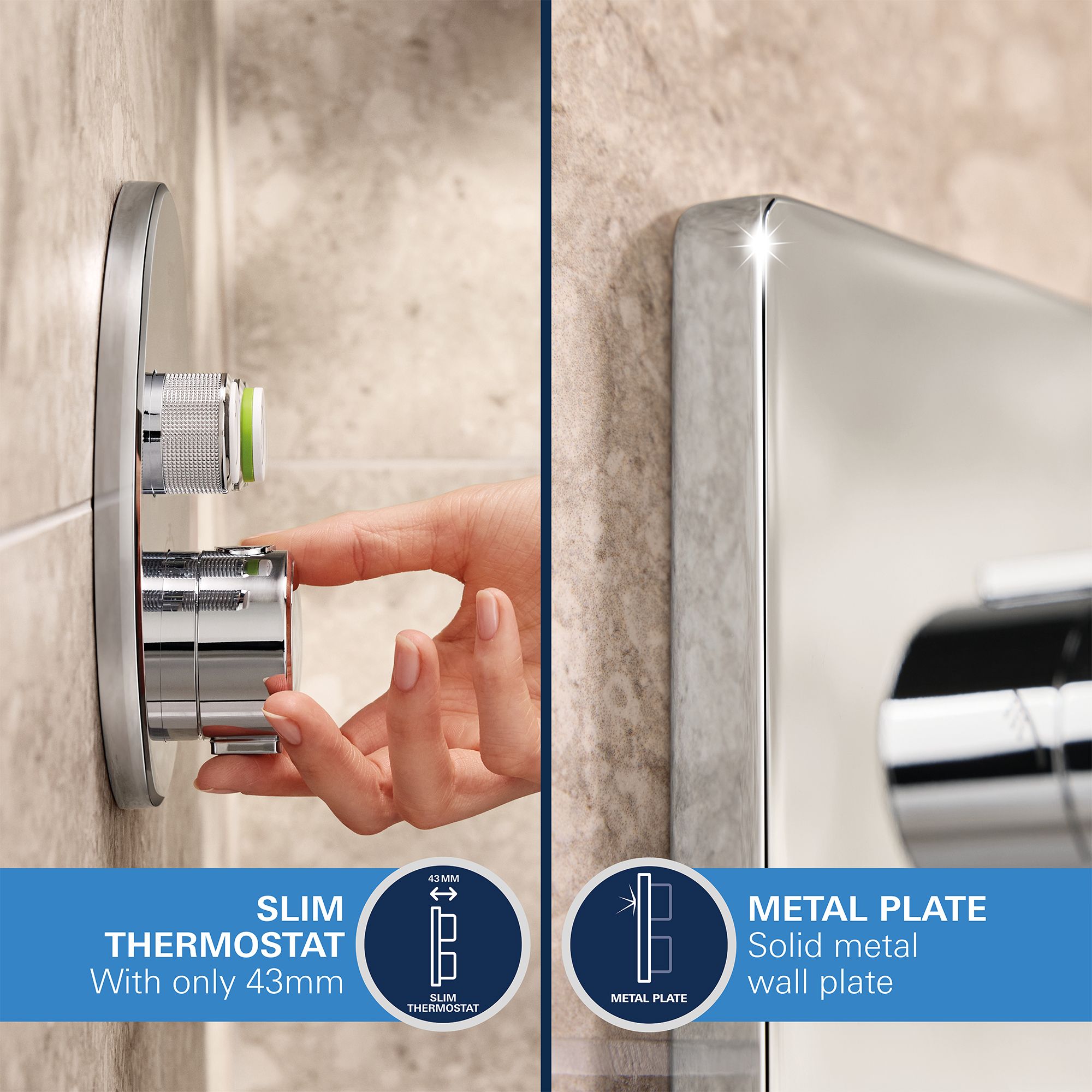 Grohe Precision Smart Control Chrome effect Wall-mounted Thermostatic H ...