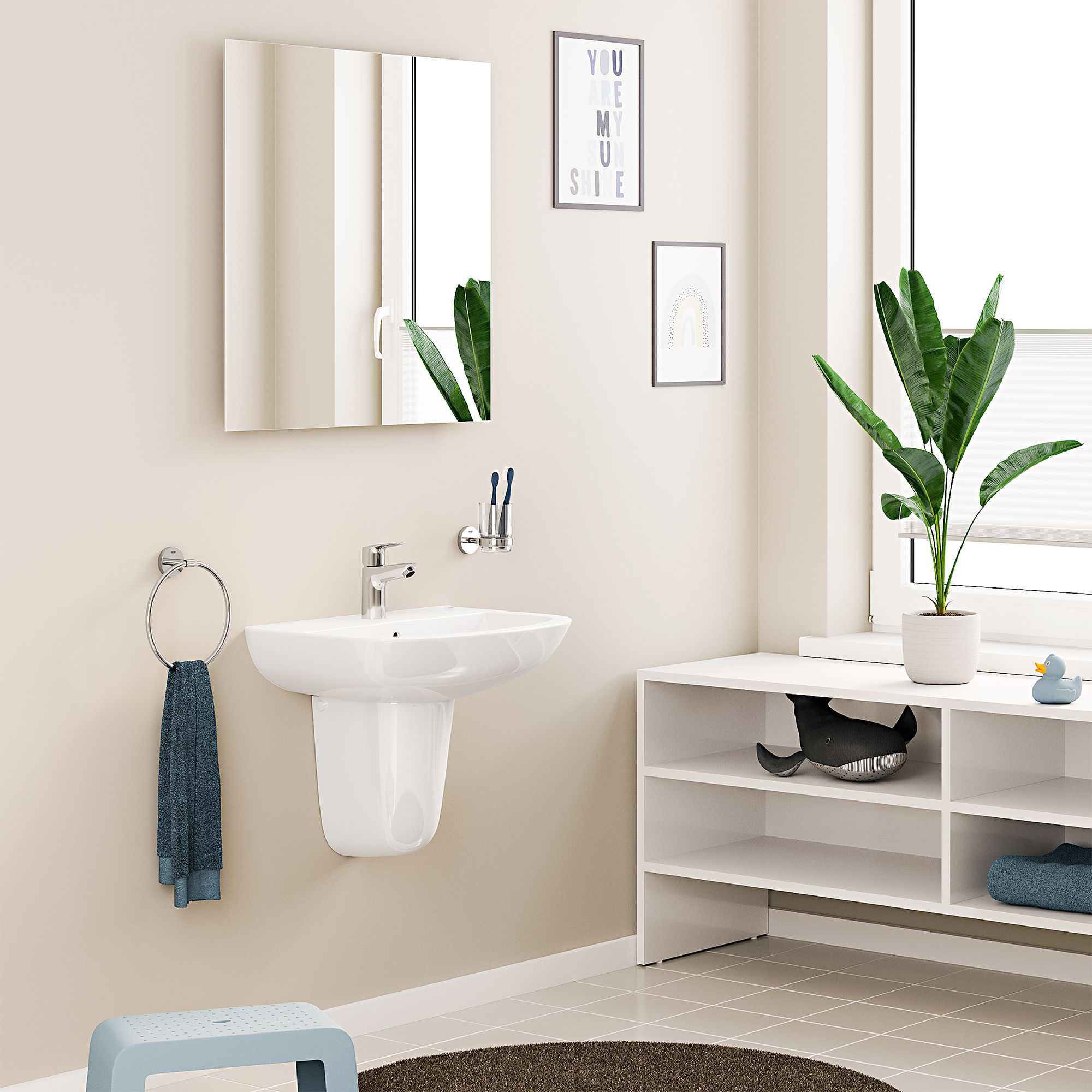 Grohe QuickFix Start Edge Small Chrome effect Basin Mono mixer Tap with ...