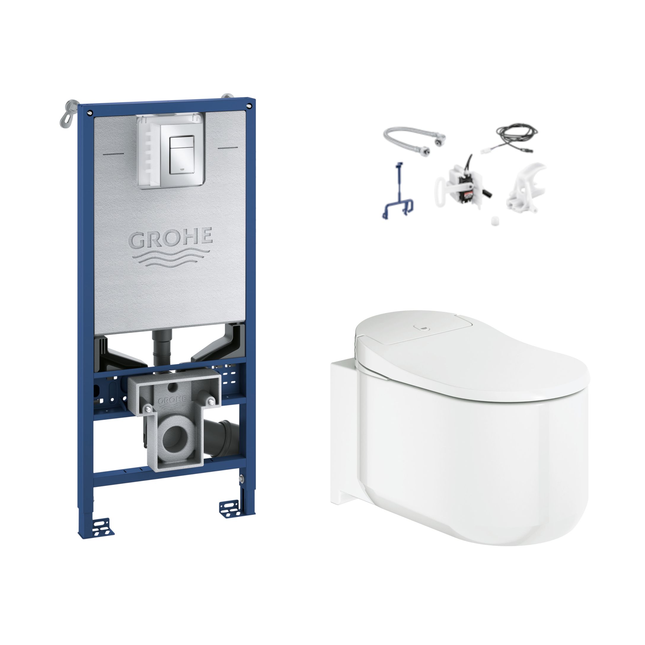 Grohe Sensia arena Alpine White Wall hung Toilet with Soft close seat ...