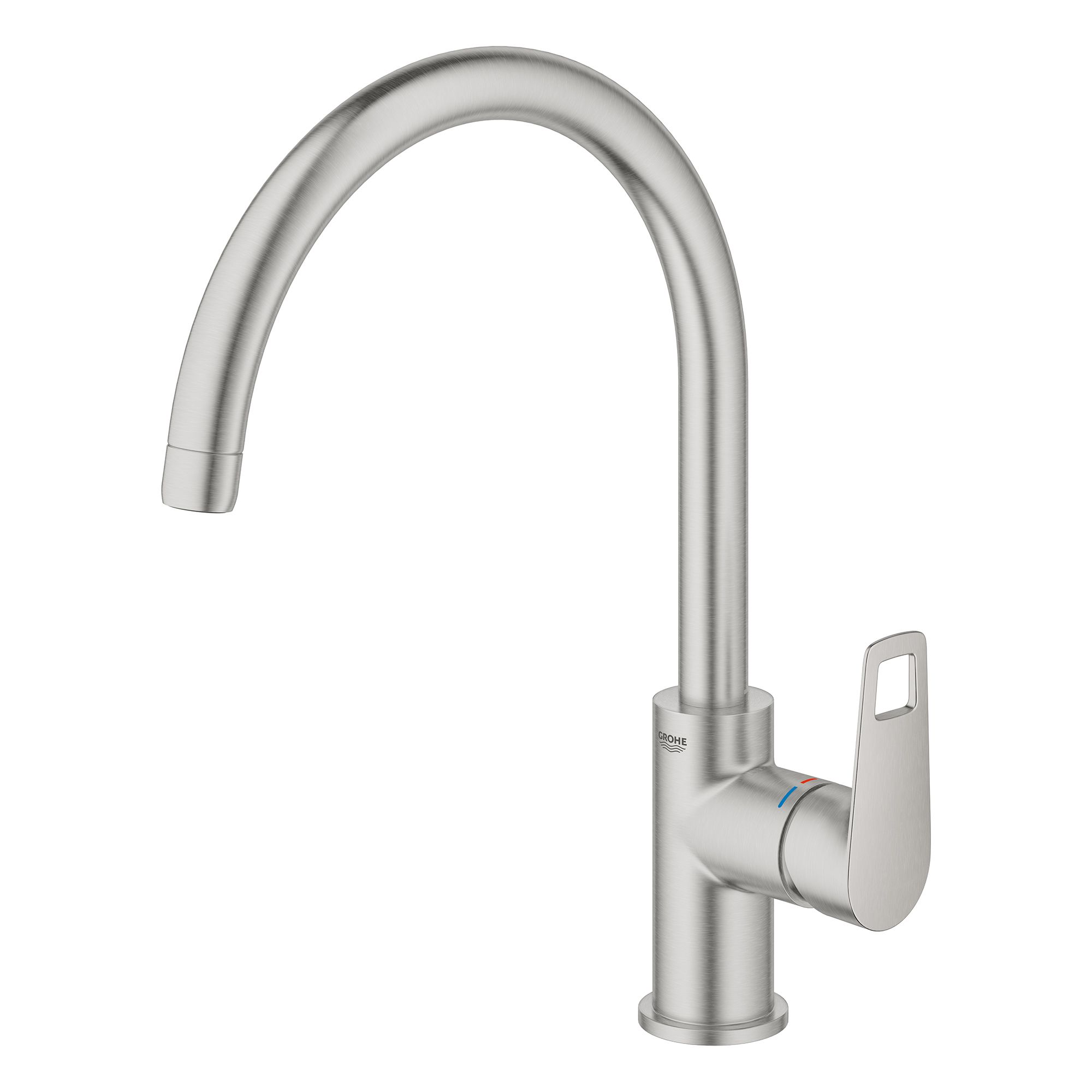 Grohe Start Cumbria Stainless steel effect Chrome-plated Kitchen Side ...