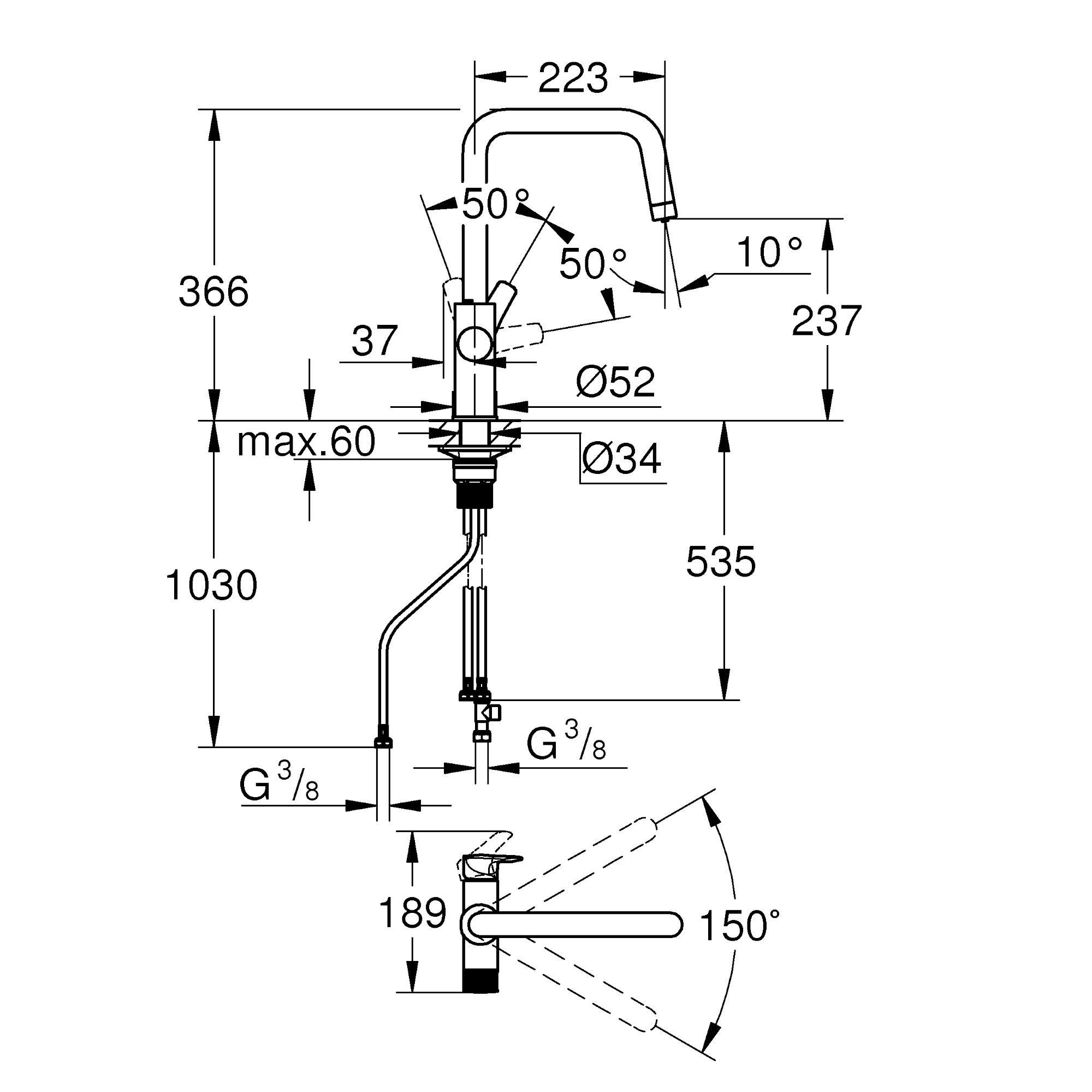 Grohe Supersteel Kitchen Monobloc mixer Tap
