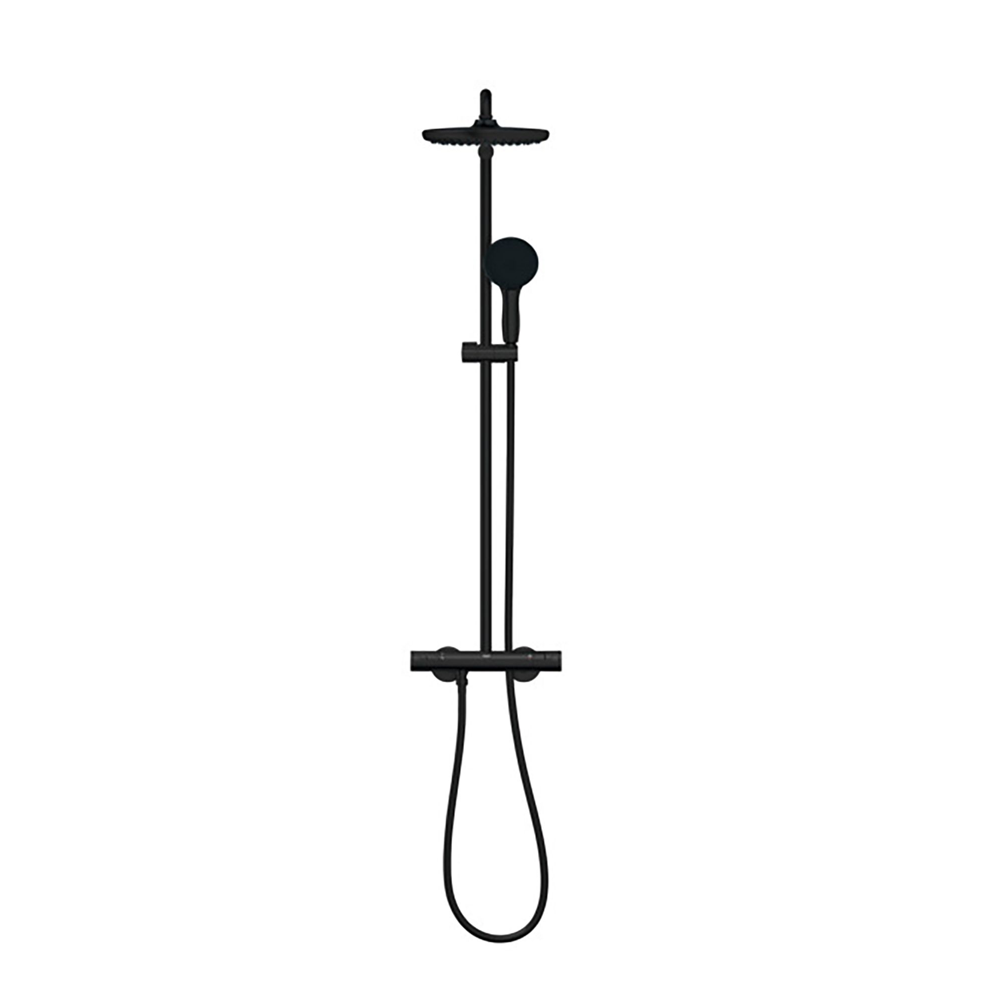 Grohe Vitalio start Matt Black Thermostatic Shower column & 1.75m hose ...
