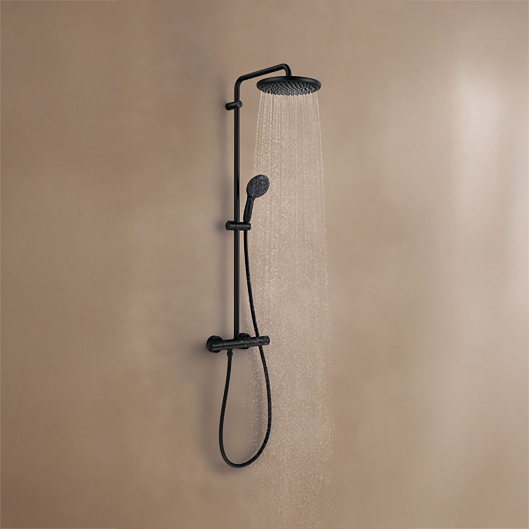 Grohe Vitalio start Matt Black Thermostatic Shower column & 1.75m hose ...