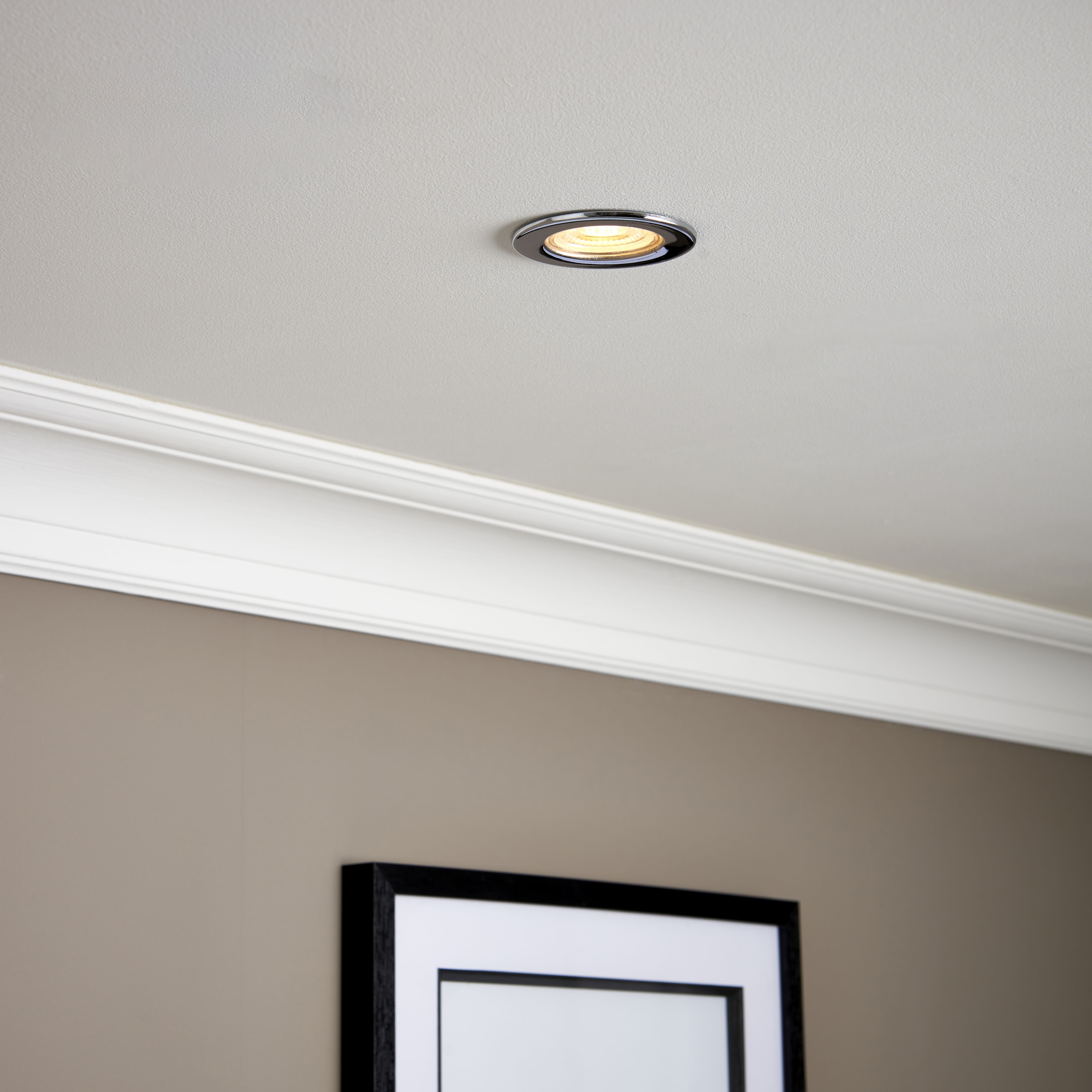 GuardECO Chrome effect Non-adjustable LED Warm white Downlight 6W IP65 ...