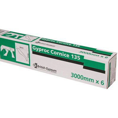 Gyproc Traditional S-shaped Paper faced plaster Coving (L)3m (W)125mm ...