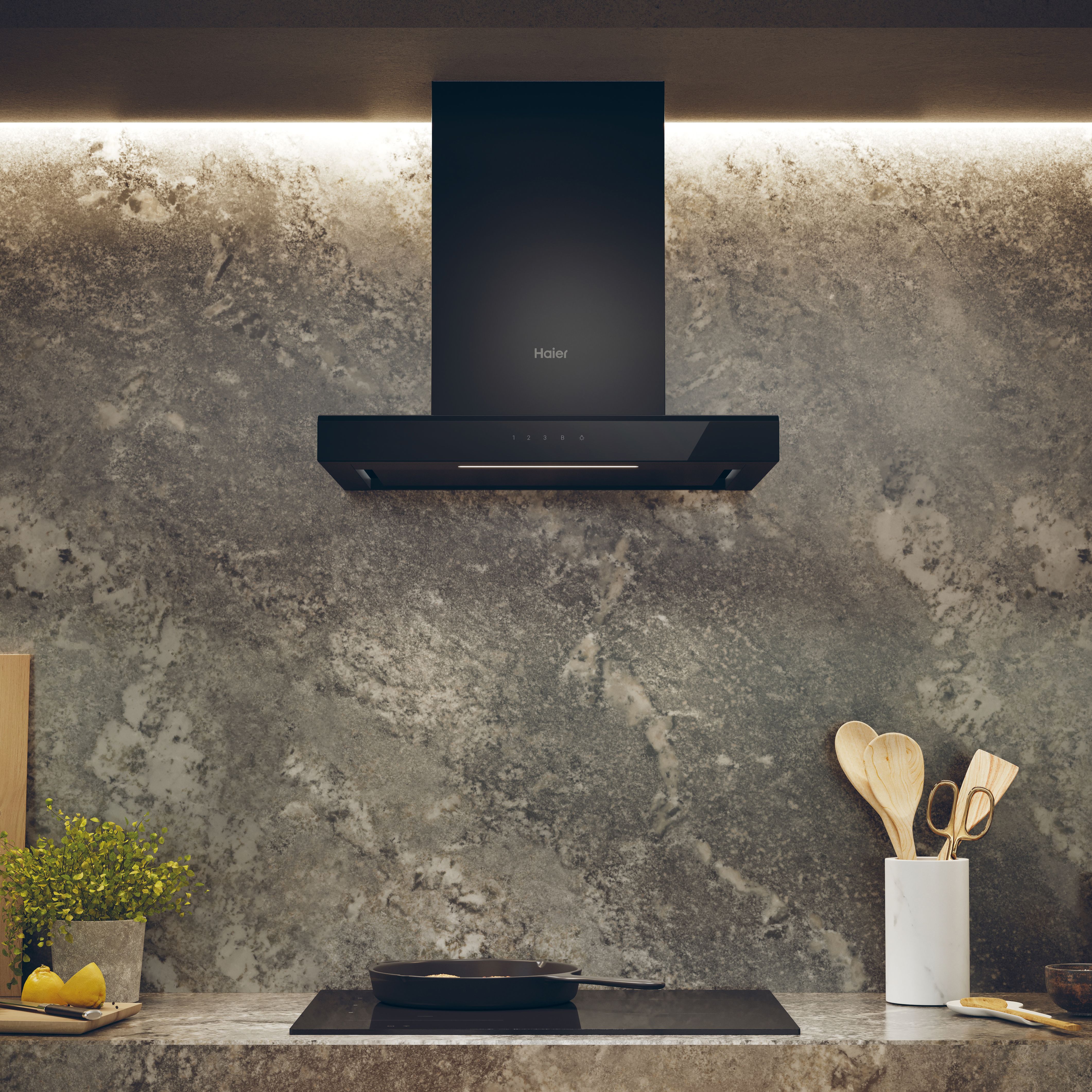 Haier HATS6CBS4B Metal Chimney Cooker hood (W)60cm - Black