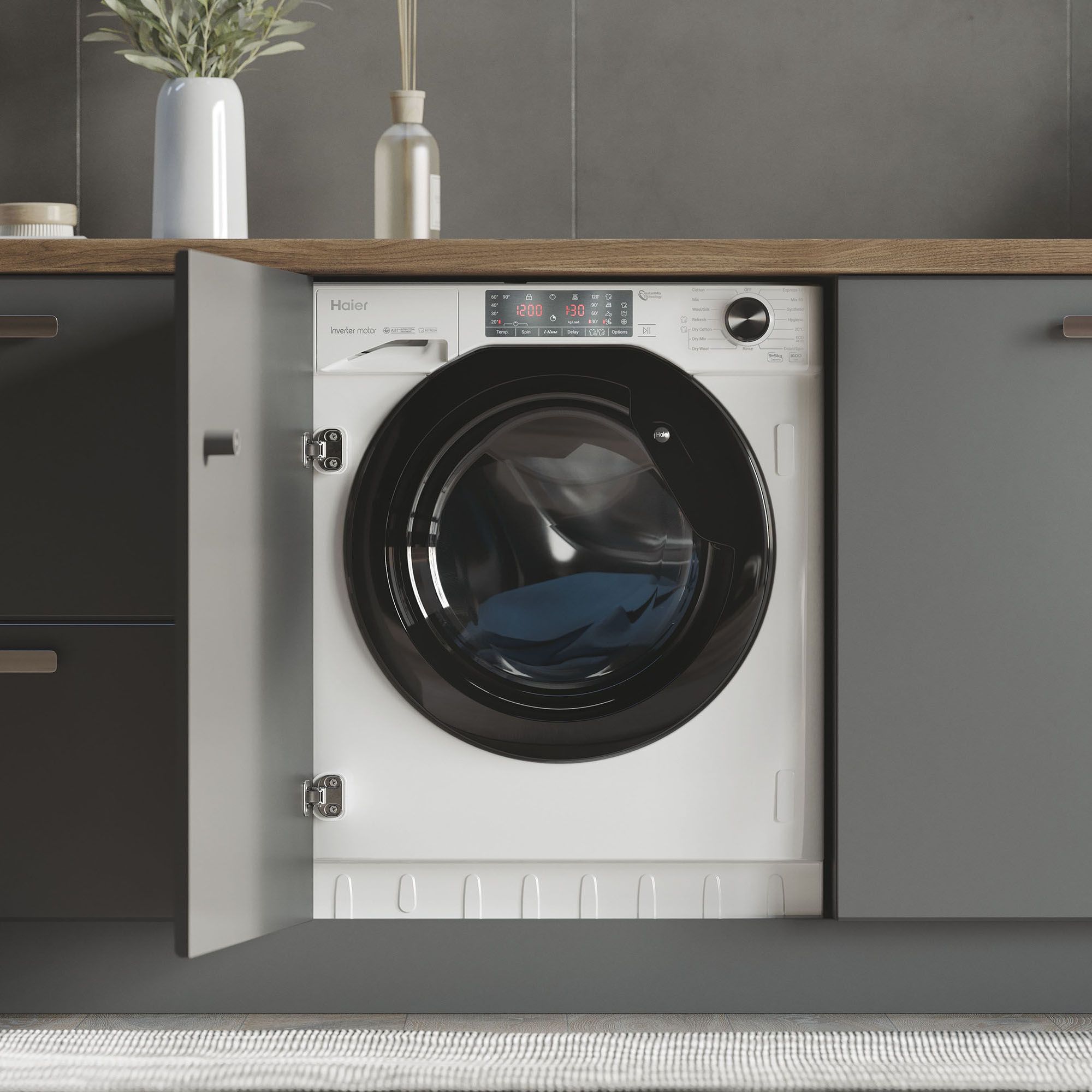 Haier HWDQ90B416FWB-UK 9kg/5kg Built-in Condenser Washer dryer - White