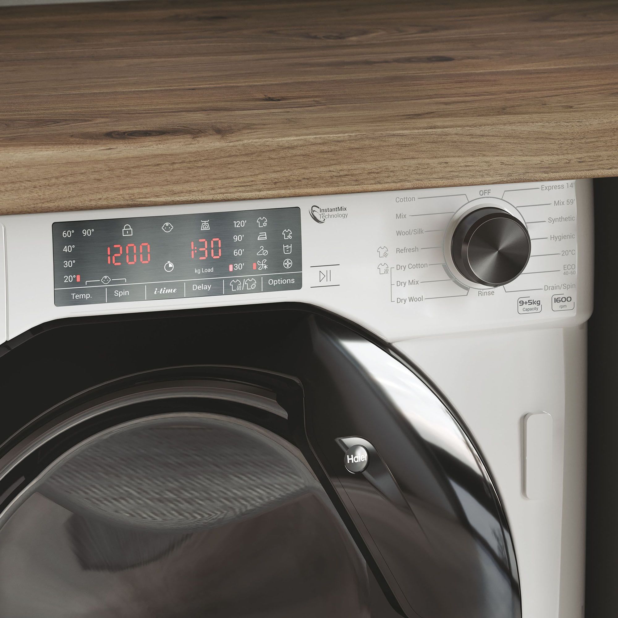Haier HWDQ90B416FWB-UK 9kg/5kg Built-in Condenser Washer dryer - White