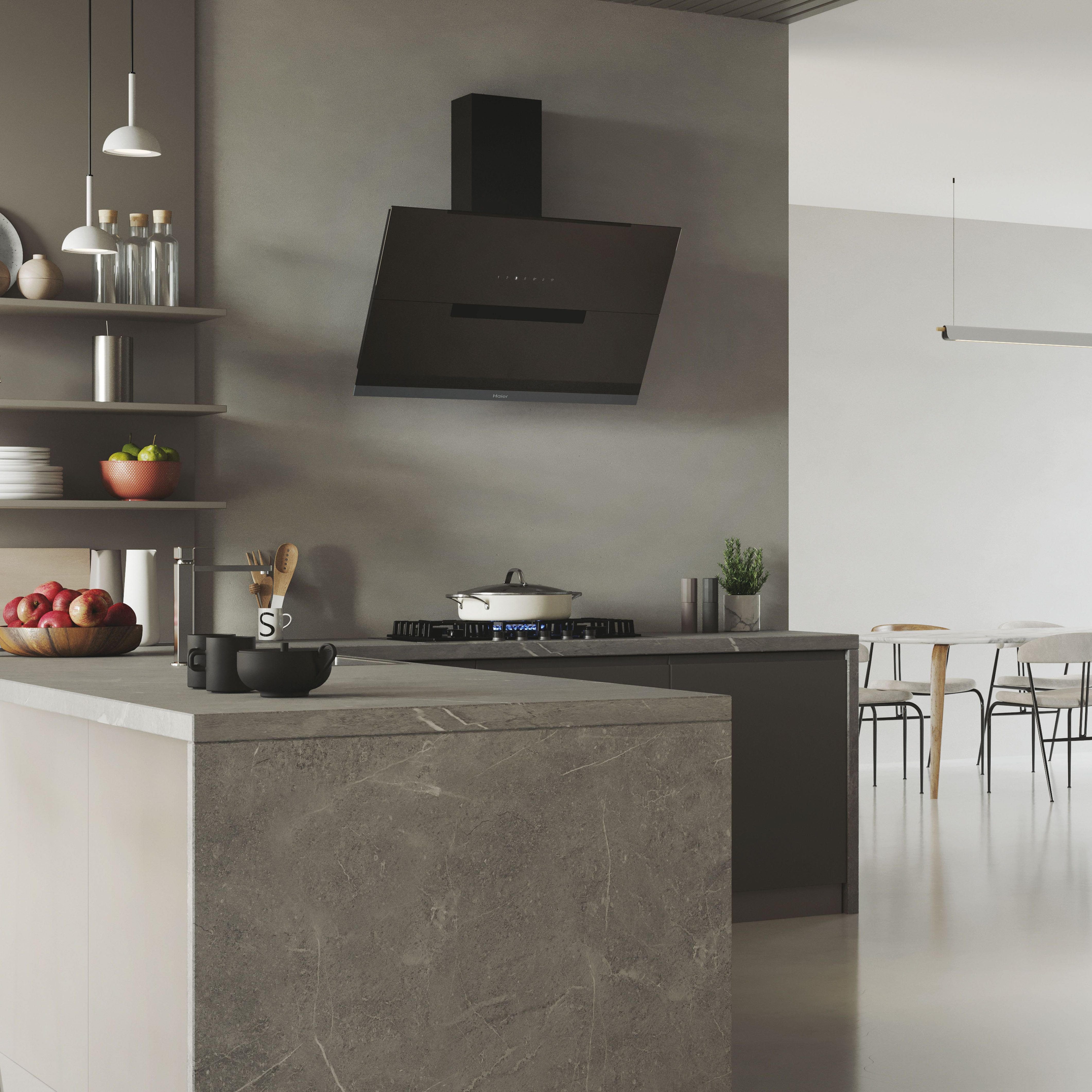 Haier Series 6 HADG9CS46BWIFI Tempered glass Chimney Cooker hood (W ...