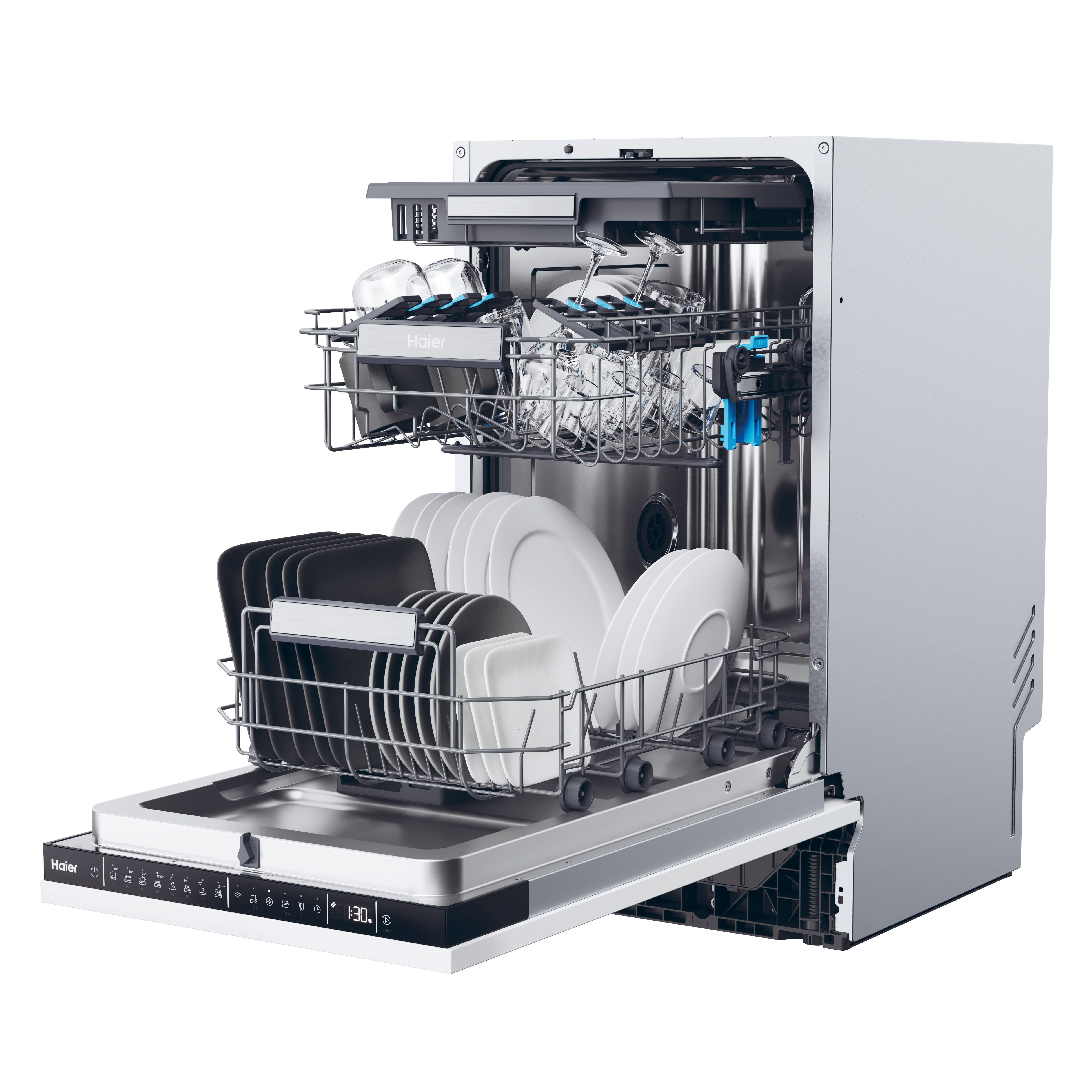 Haier XI1C3TB2FB-80 Integrated Slimline Dishwasher - Black