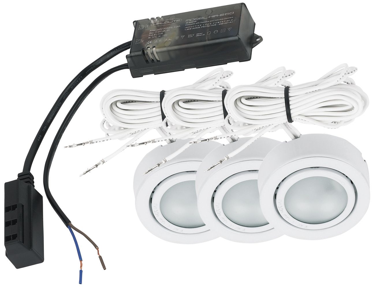 Halolite White Halogen Cabinet downlight IP20 (L)70mm (W)23mm, Pack of 3