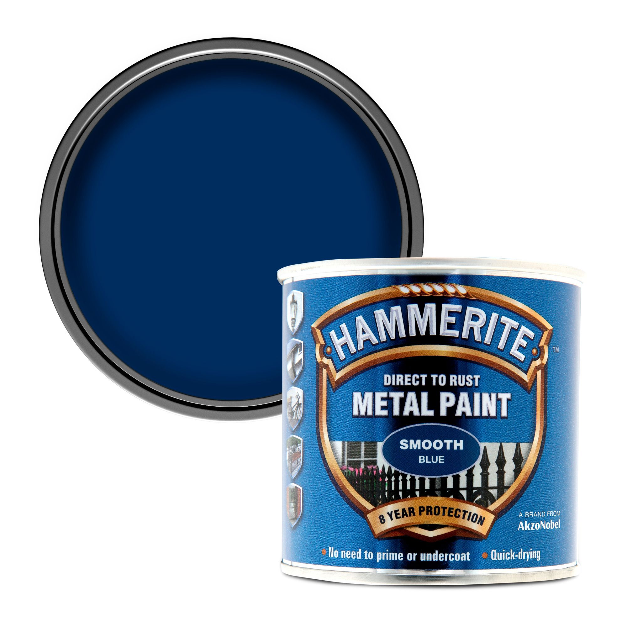 Hammerite Blue Gloss Metal paint, 250ml Available for Click + Collect