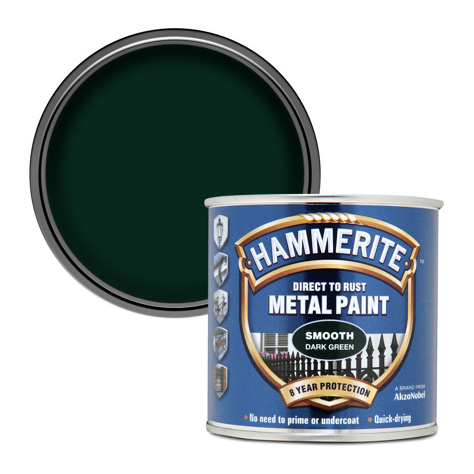 Hammerite Dark green Gloss Metal paint, 250ml Tin