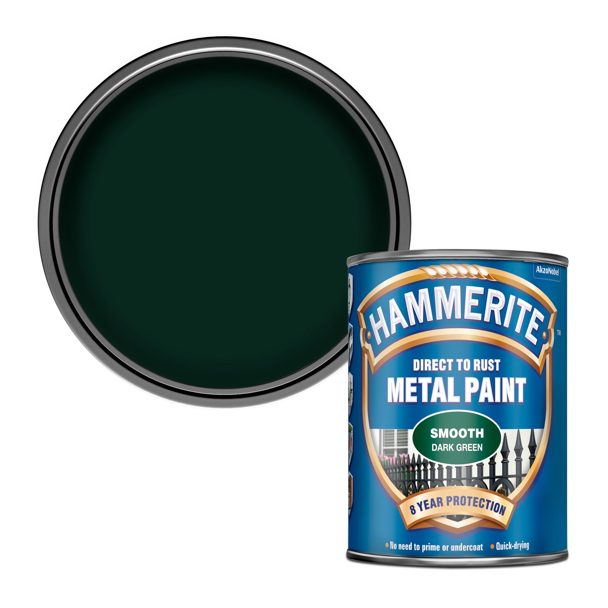 Hammerite Dark green Gloss Metal paint, 750ml Tin