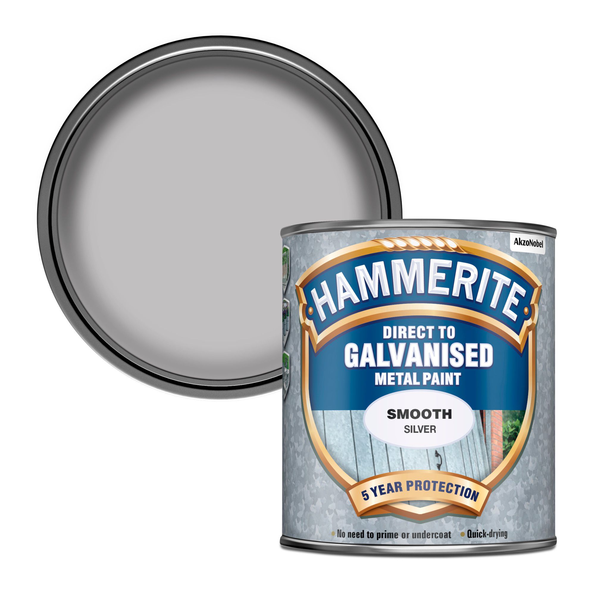 Hammerite Gloss Silver effect Metal paint, 750ml