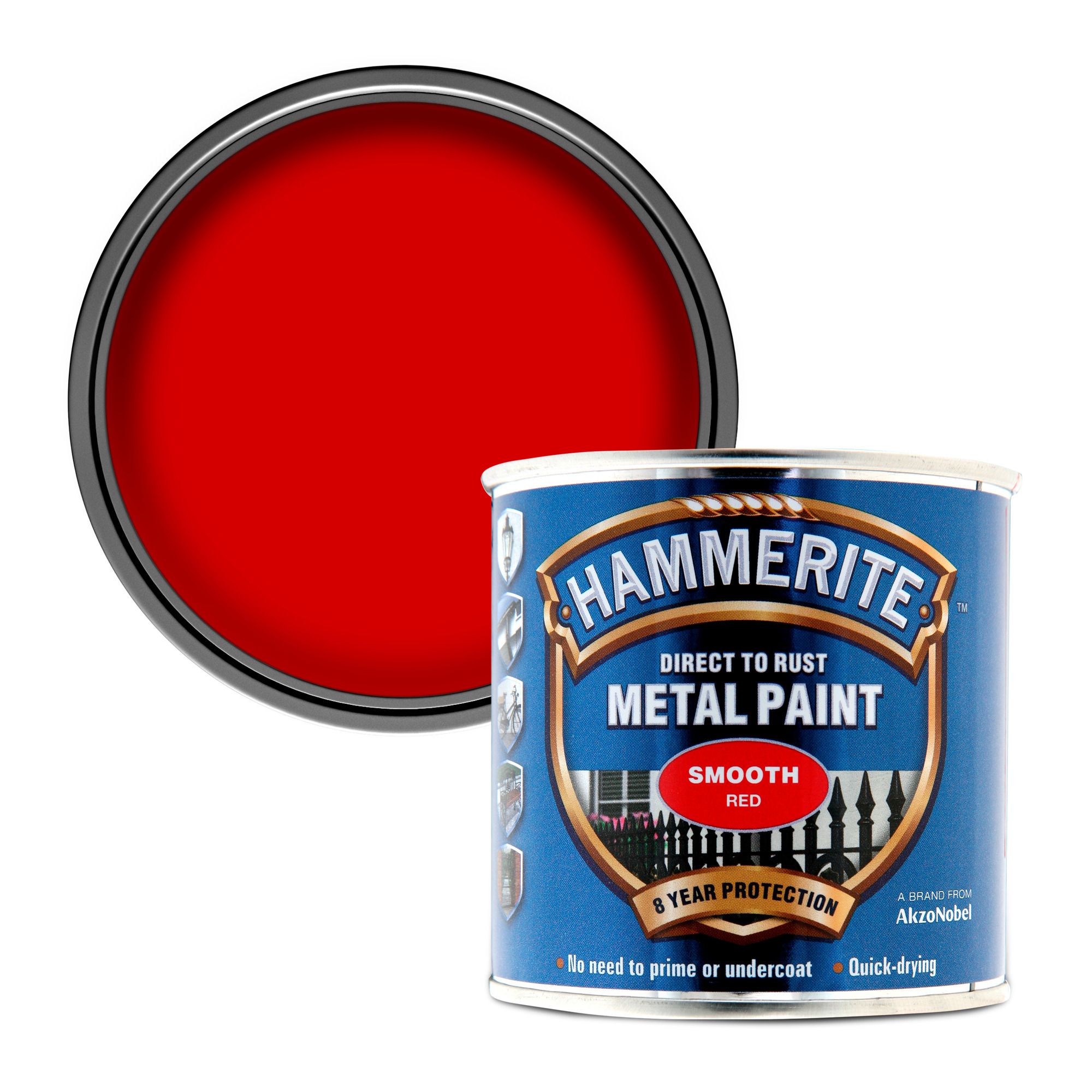 Hammerite Red Gloss Exterior Metal paint, 250ml Tin