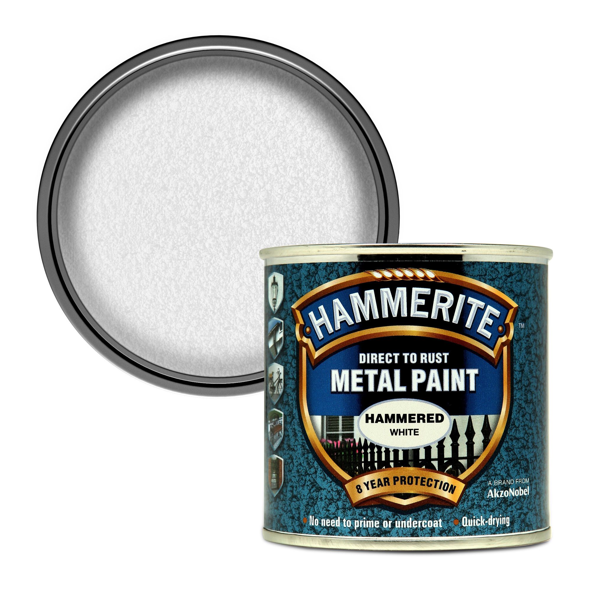 Hammerite White Hammered effect Exterior Metal paint, 250ml Tin
