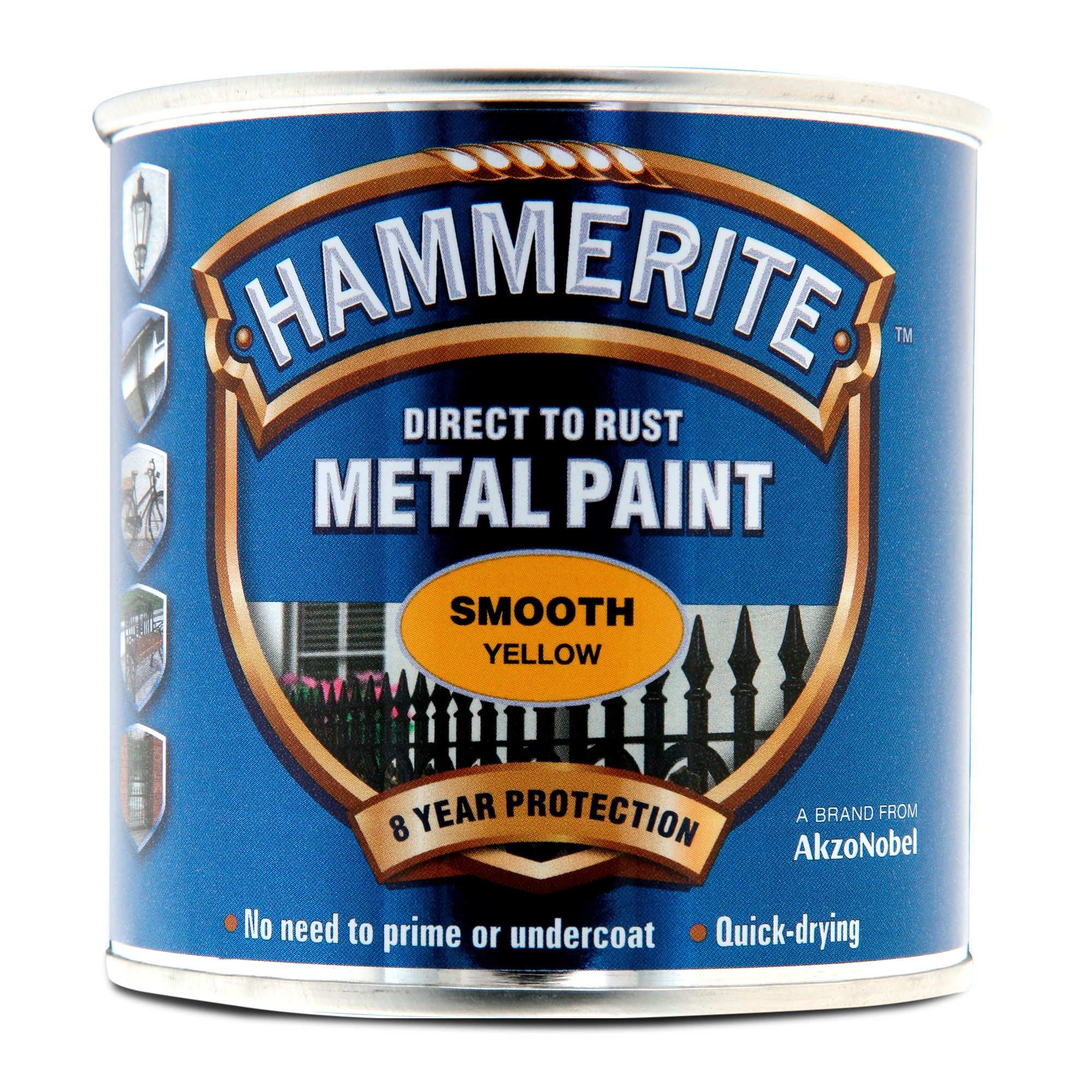 Hammerite Yellow Gloss Exterior Metal paint, 250ml Tin