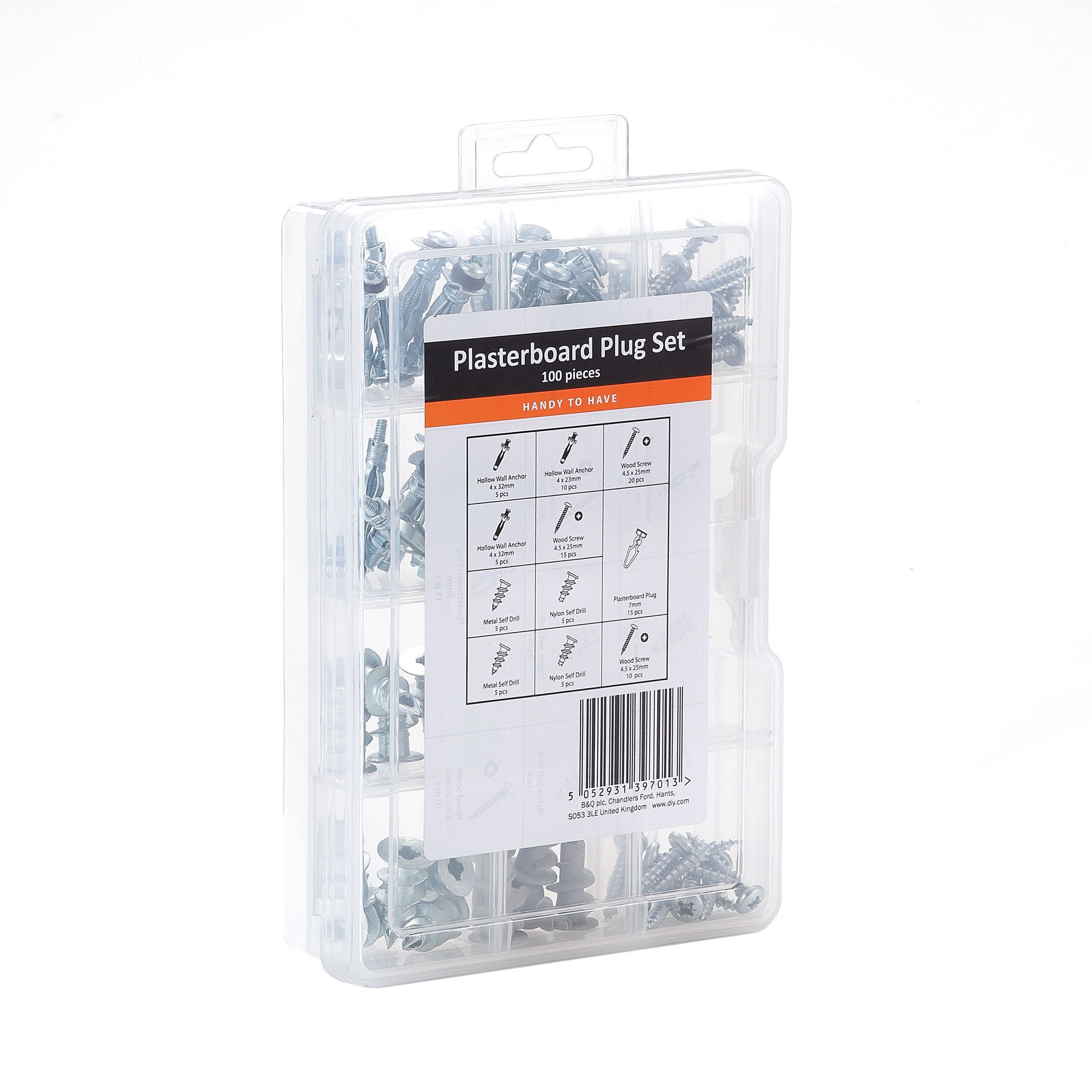 Handy to have 100 piece Plasterboard Fixing selection kit | DIY at B&Q