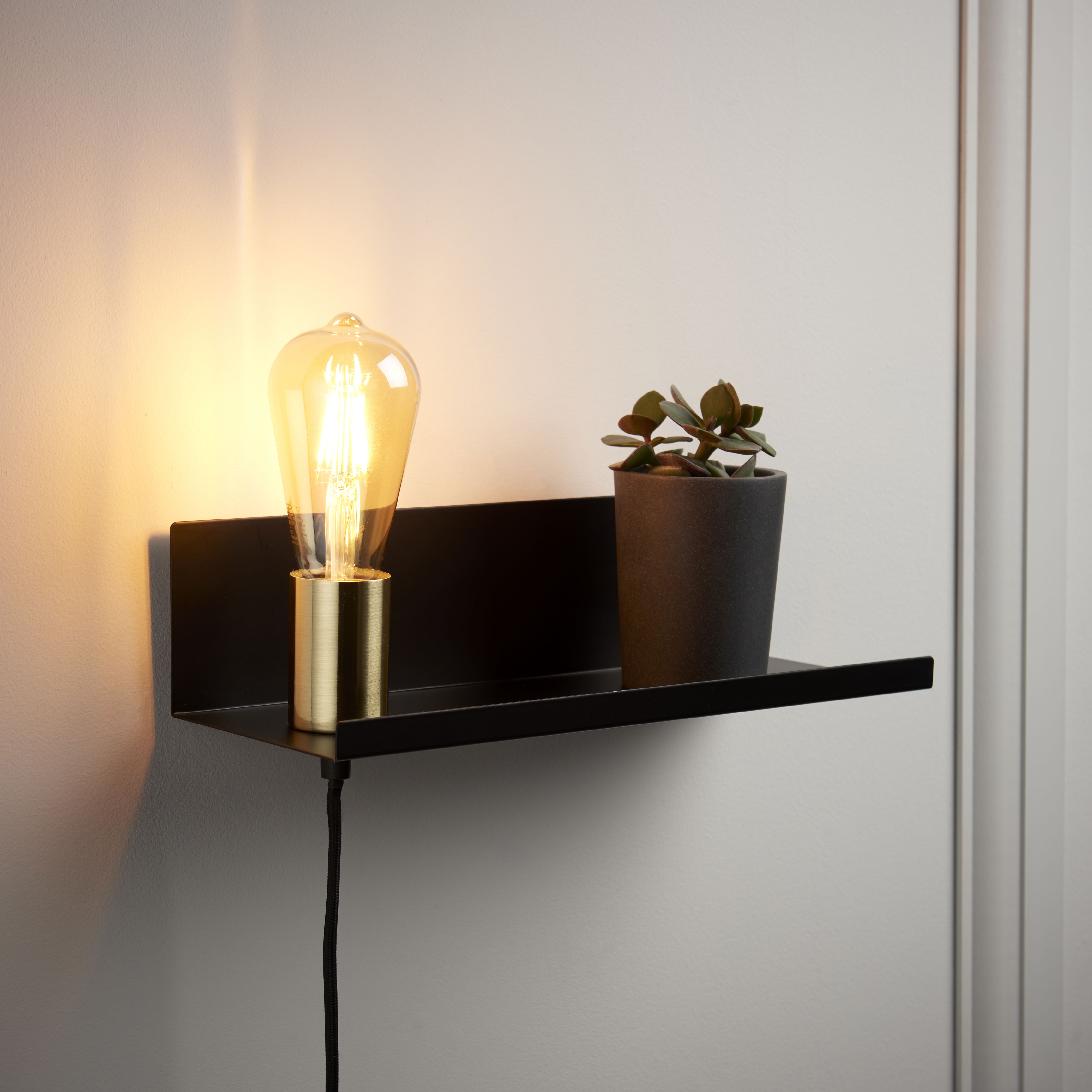 Harbour Studio Ando Plain Black Plug-in Wall light, Pack of 1 | DIY at B&Q