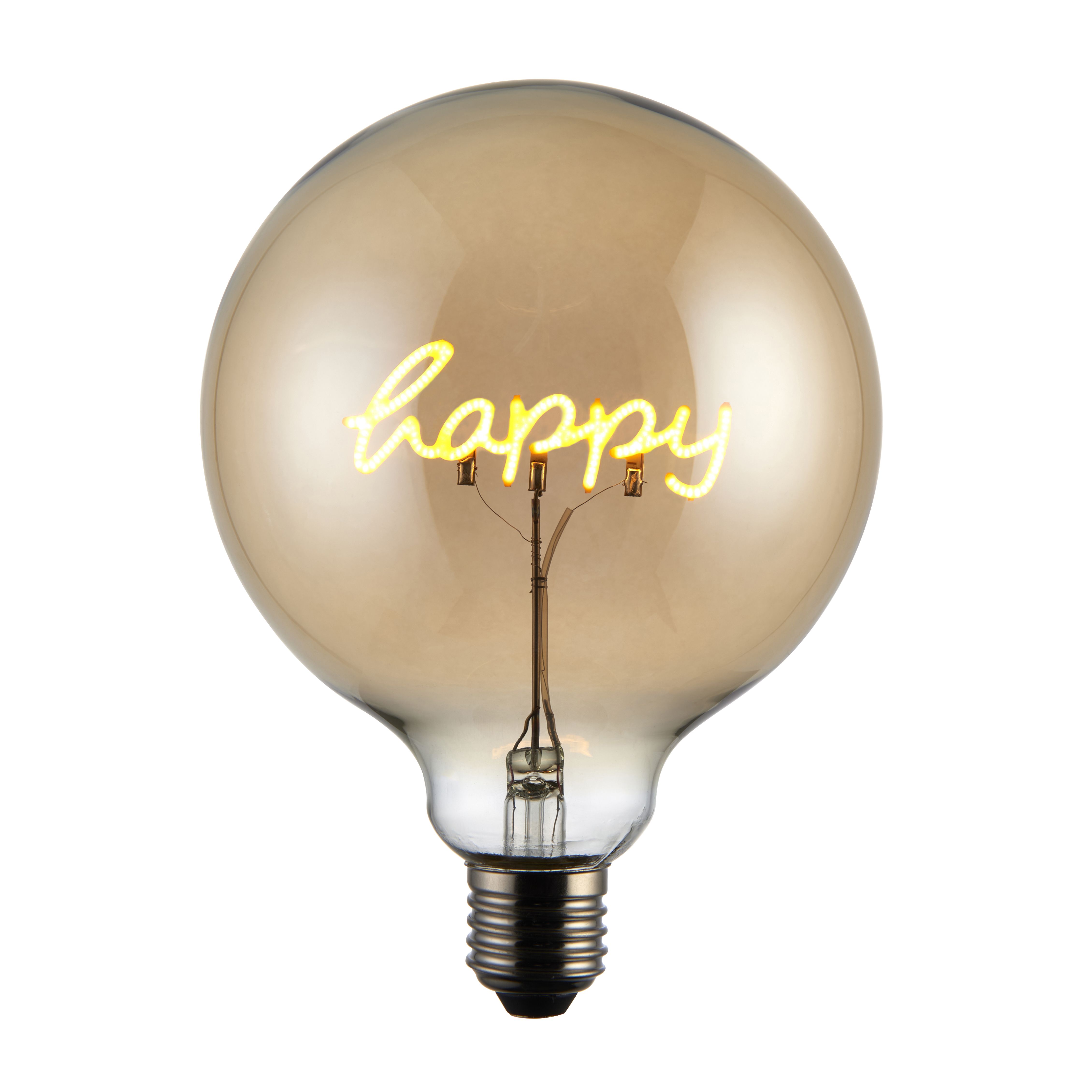 Harbour Studio Happy E27 2W 130lm Globe Warm white LED Light bulb | DIY ...