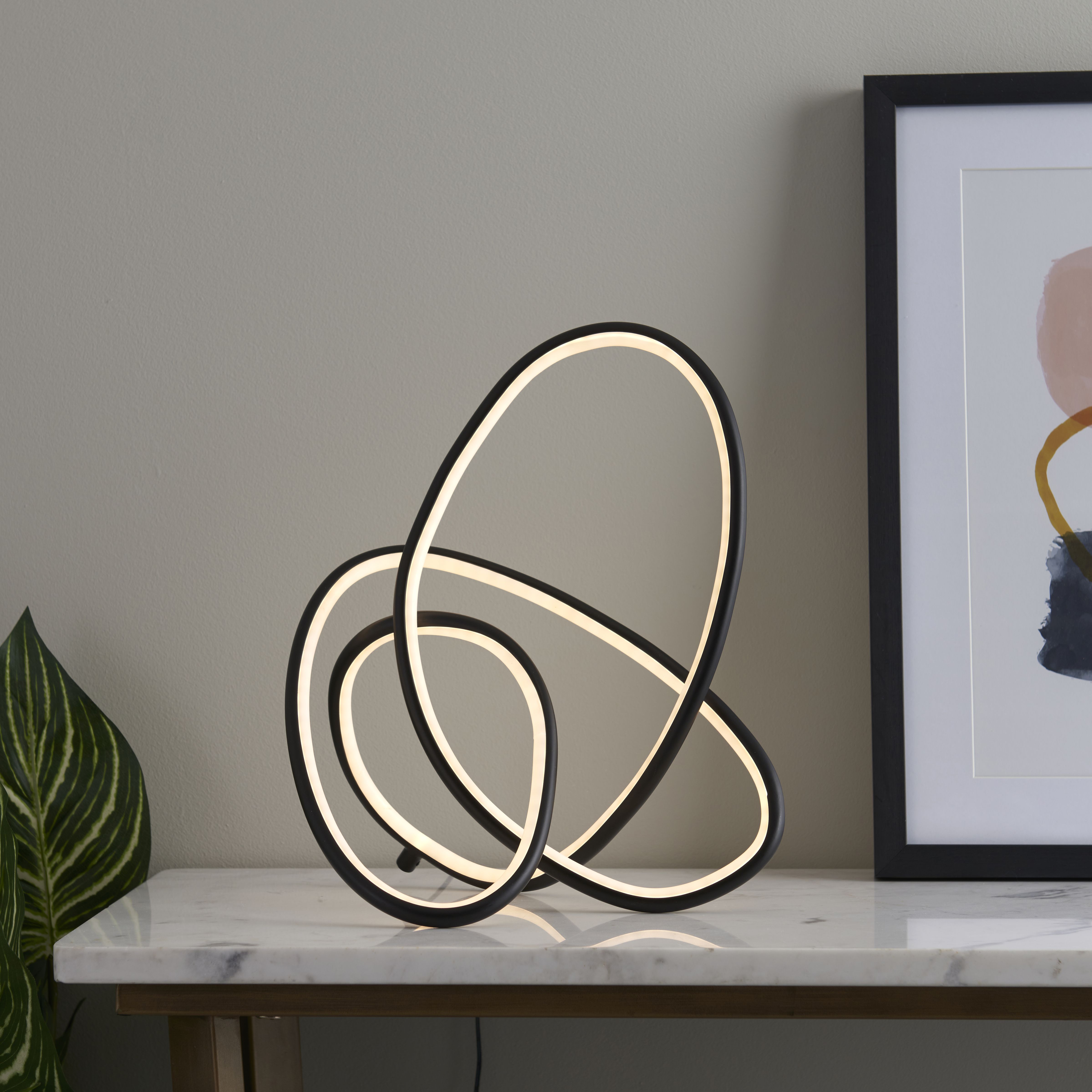 Harbour Studio Heron Plain Black Integrated LED Table lamp, Pack of 1 ...