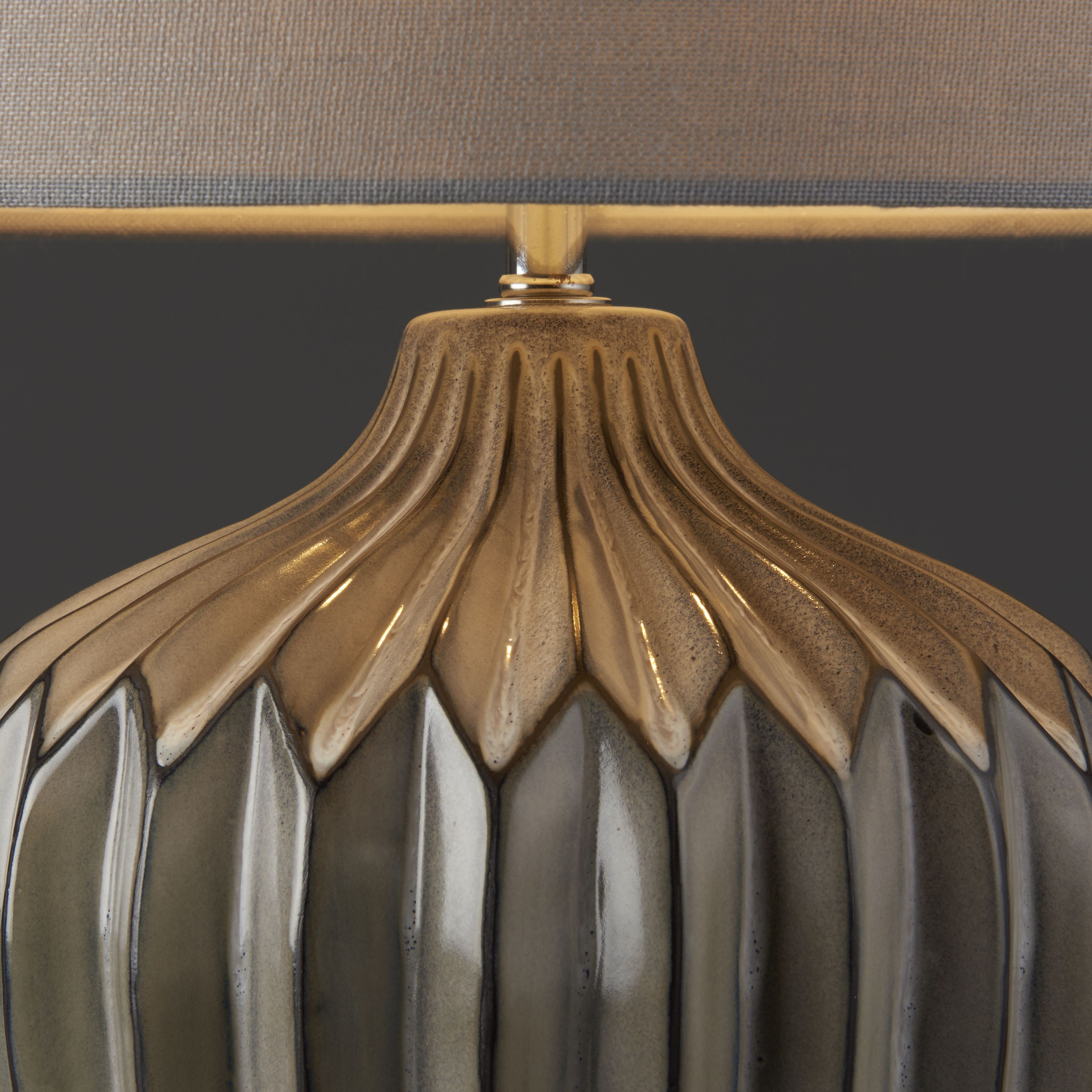 Harbour Studio Iris Ribbed Matt Grey Table light | DIY at B&Q