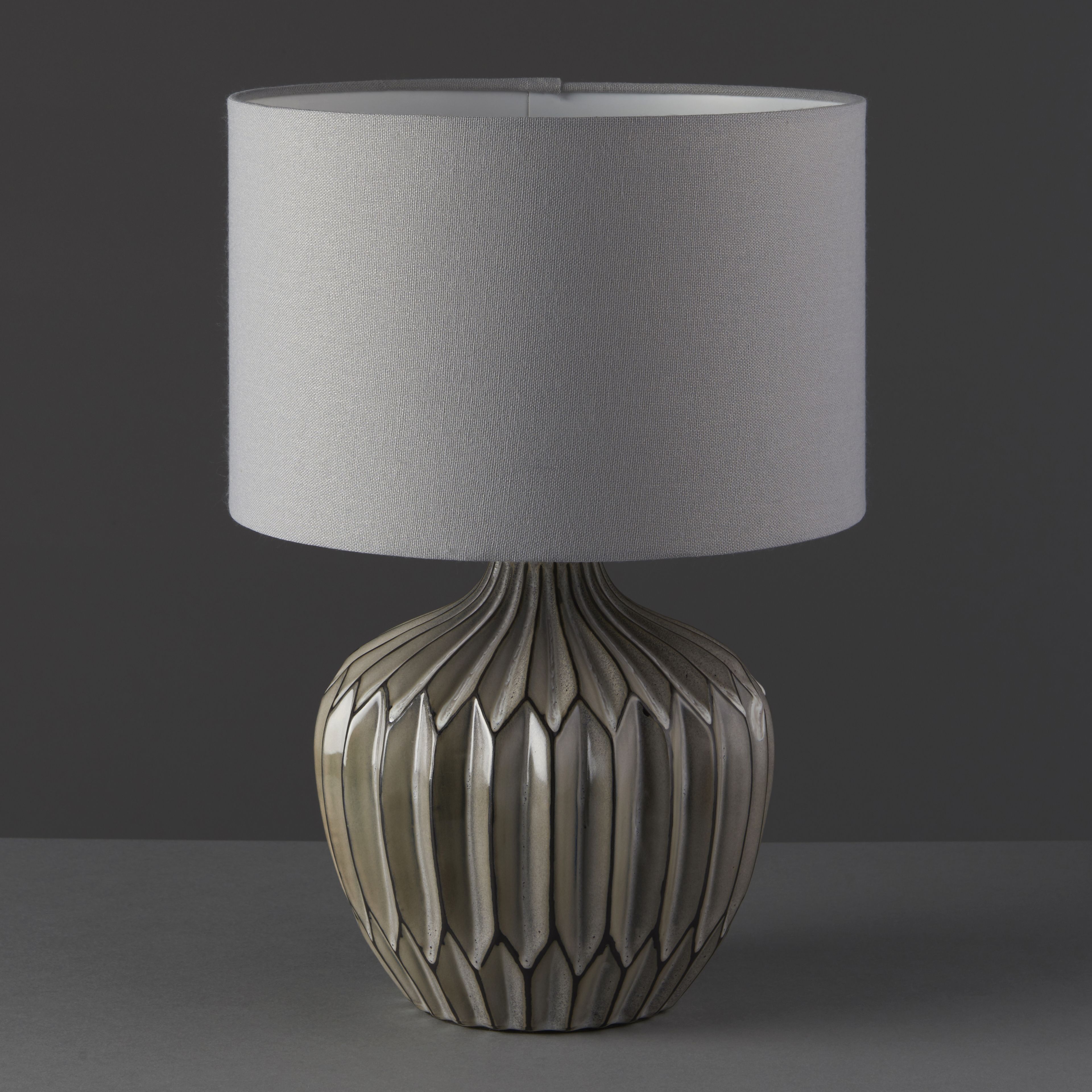 Harbour Studio Iris Ribbed Matt Grey Table light | DIY at B&Q
