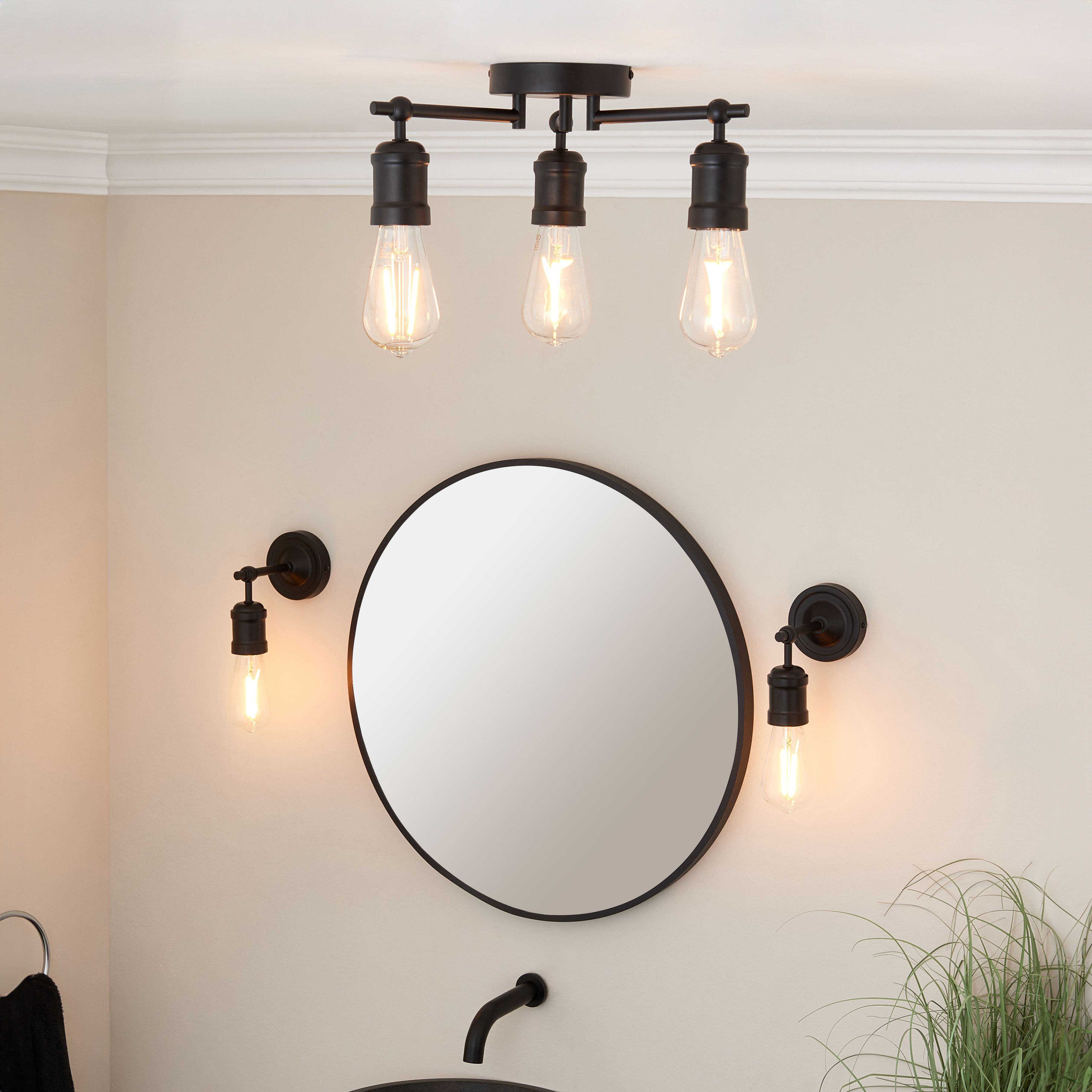 Harbour Studio Kyron Matt Black Bathroom Wired LED Wall light