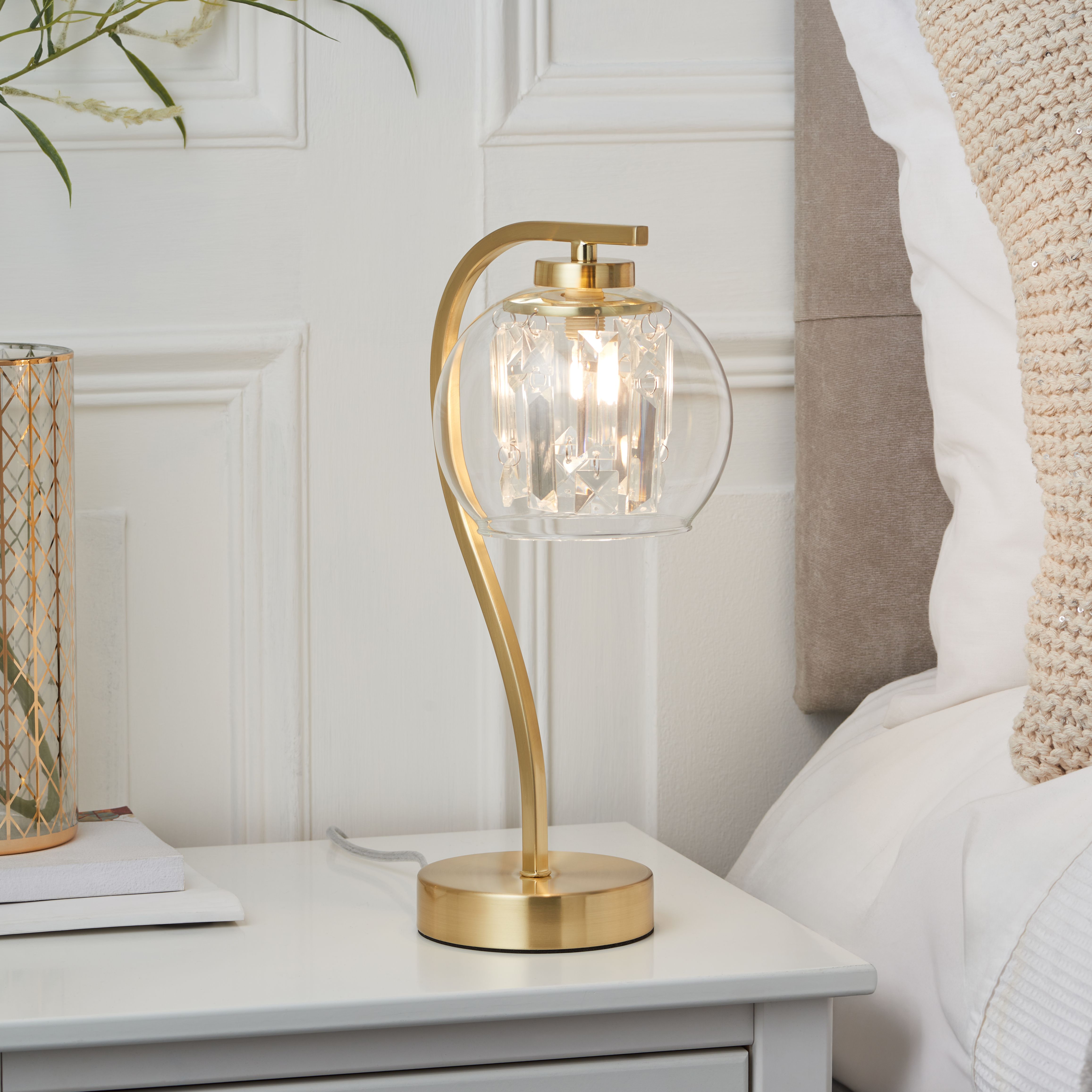 Harbour Studio Mallorie Satin Gold effect Table lamp