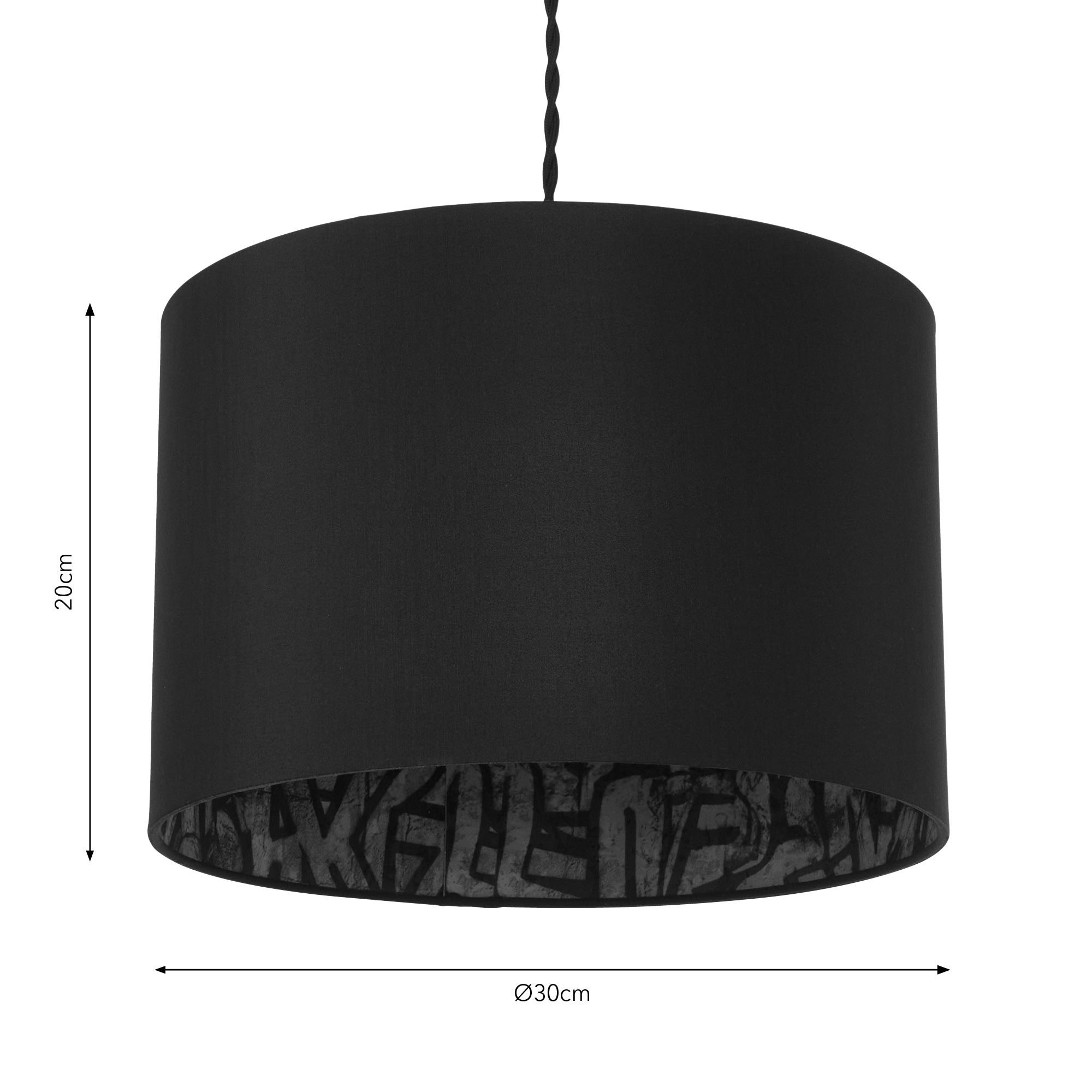 HARBOUR STUDIO NAVY BLUE GRAFFITI CYLINDER LAMP SHADE (D)30CM
