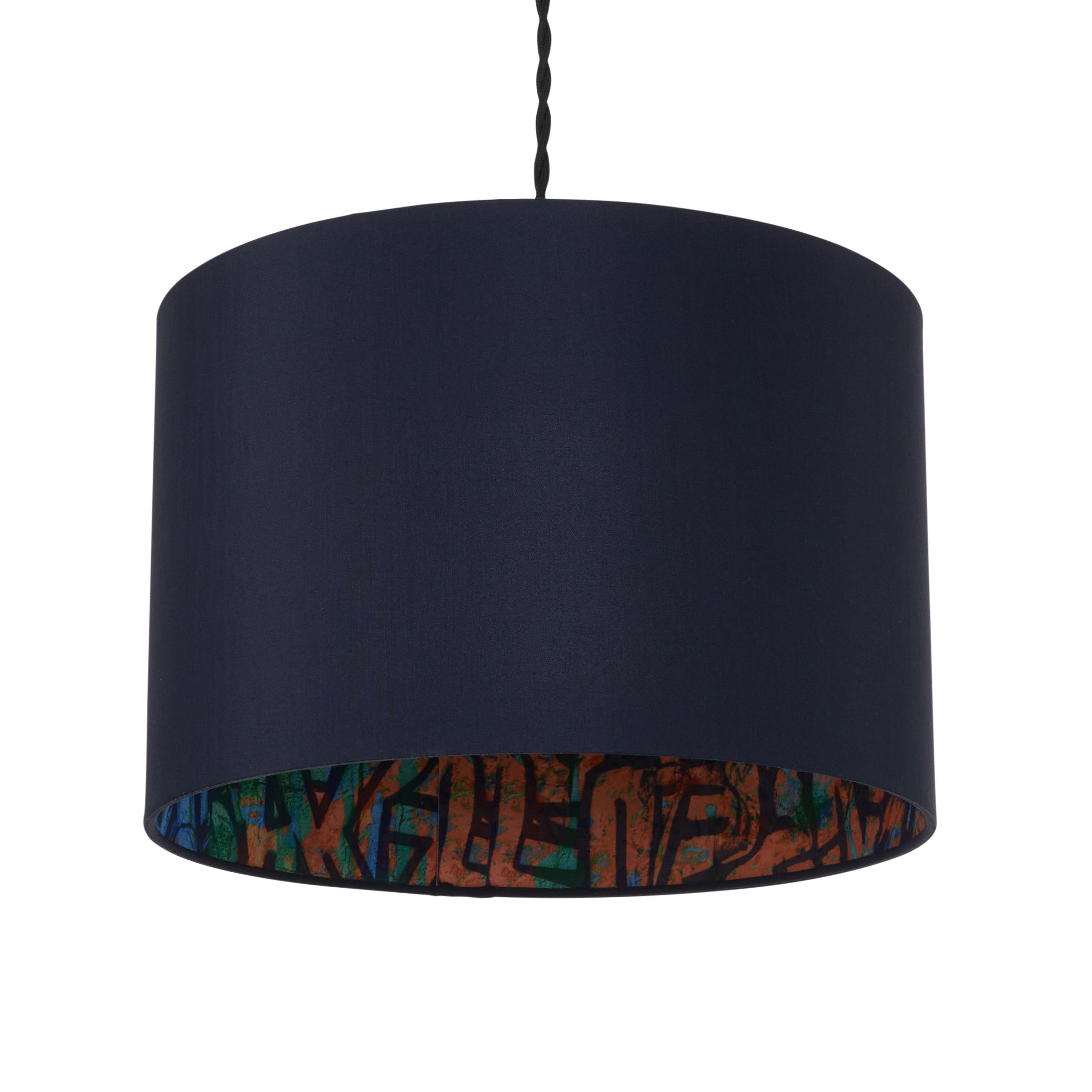 Harbour Studio Navy Blue Graffiti Cylinder Lamp shade (D)30cm
