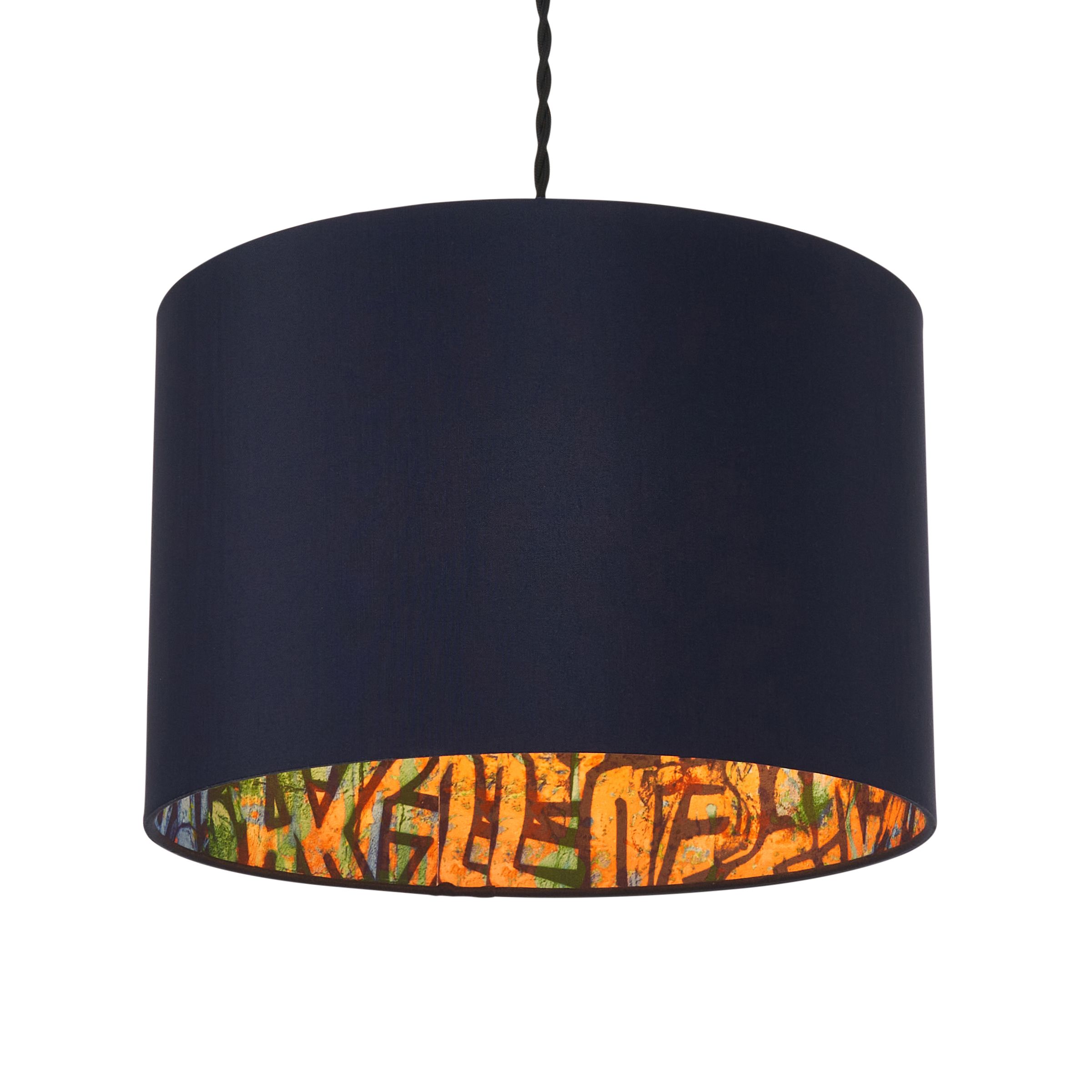 HARBOUR STUDIO NAVY BLUE GRAFFITI CYLINDER LAMP SHADE (D)30CM