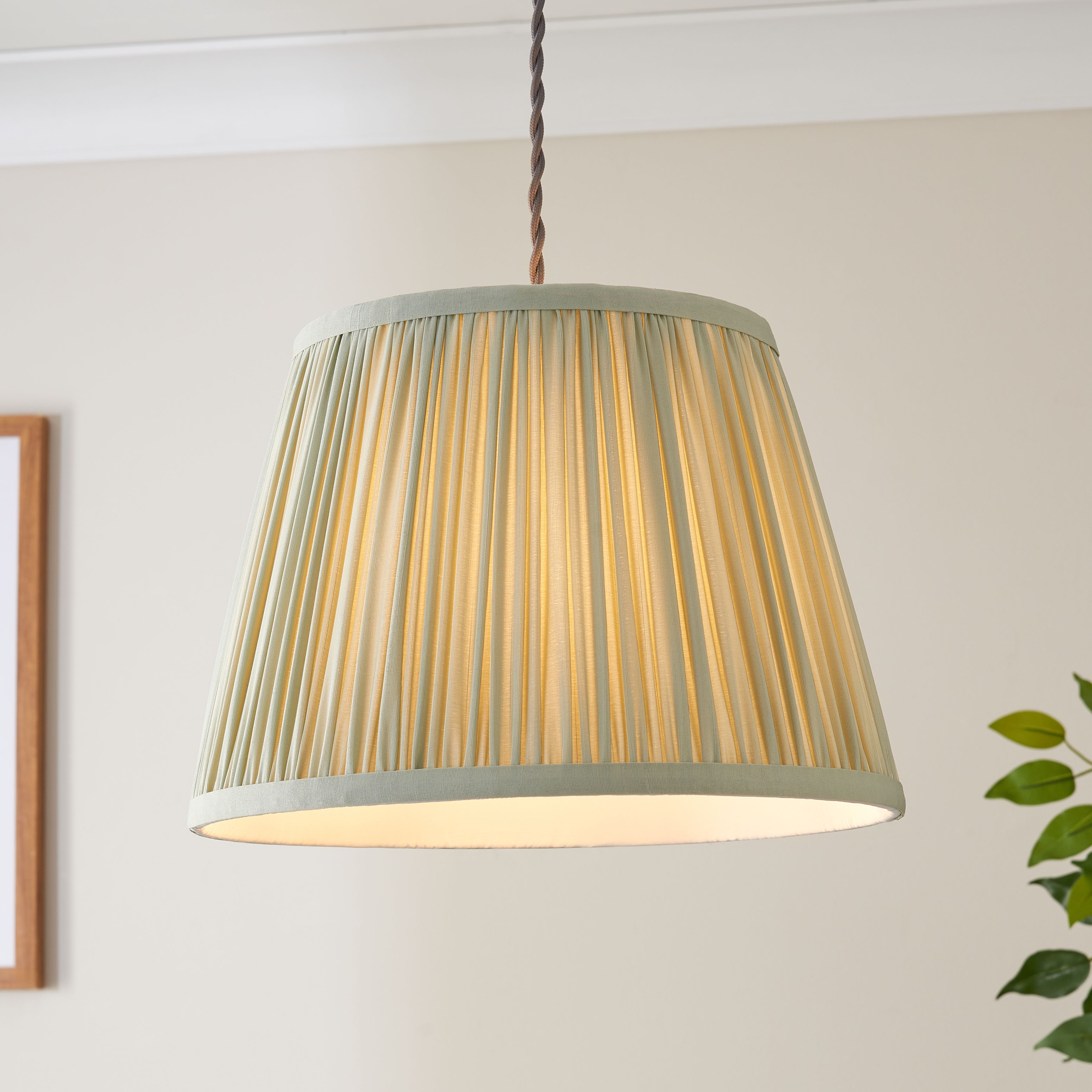 Harbour Studio Serena Sage Cotton effect Pleated Conical Lamp shade (D)30cm