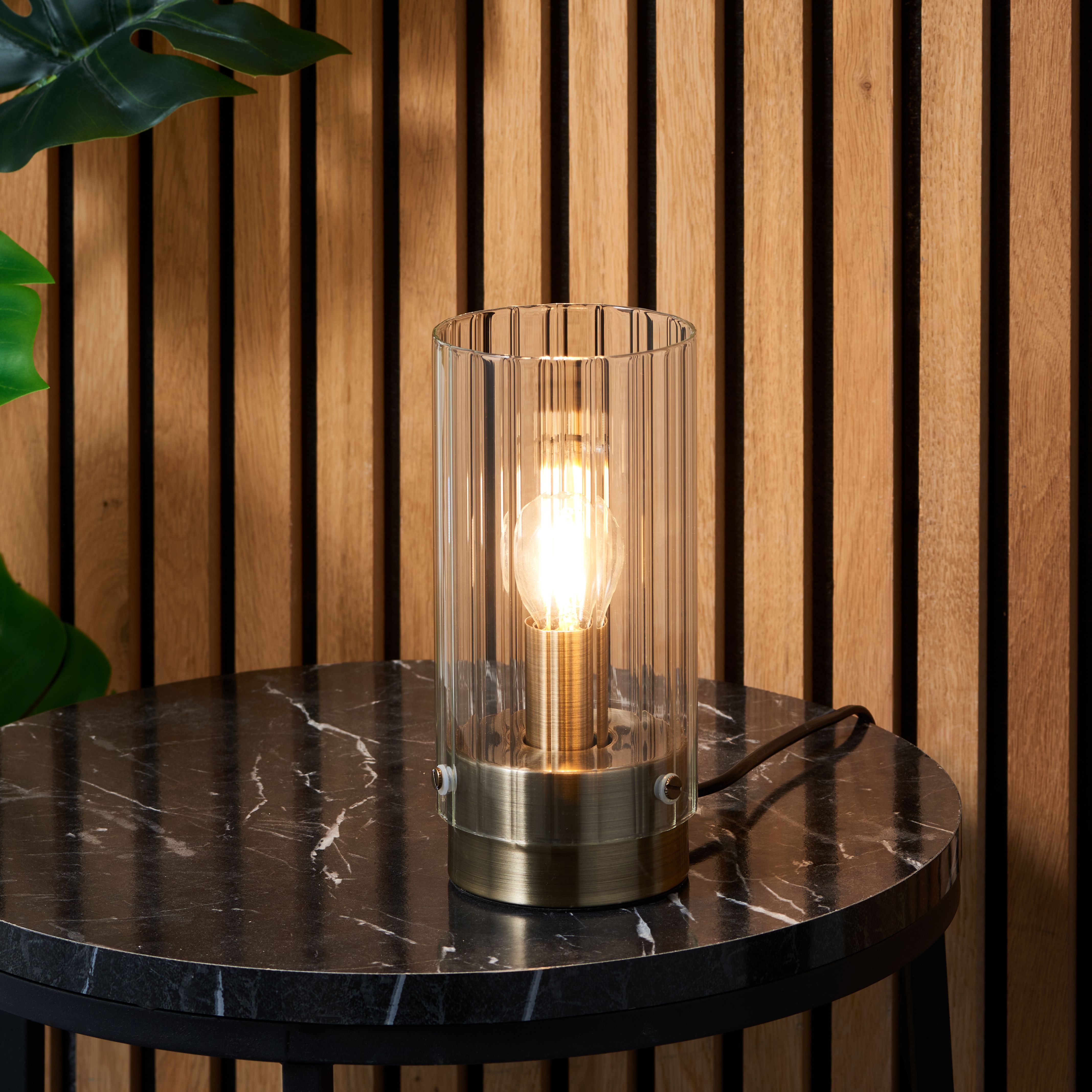 Harbour Studio Weston Cylinder Clear Antique brass effect Table lamp