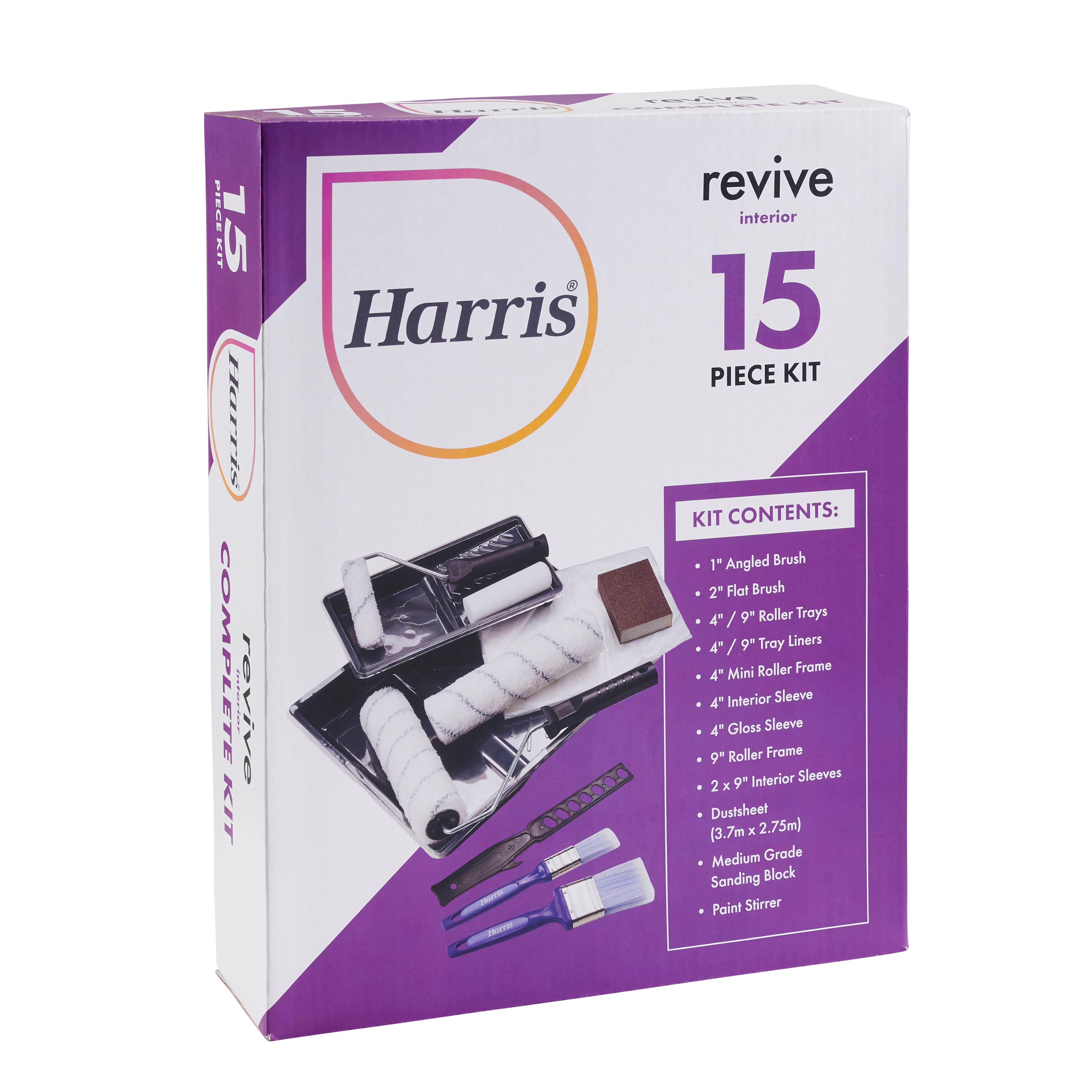 Harris Revive 9" Interior Wall covering Decorating kit, 15 pieces