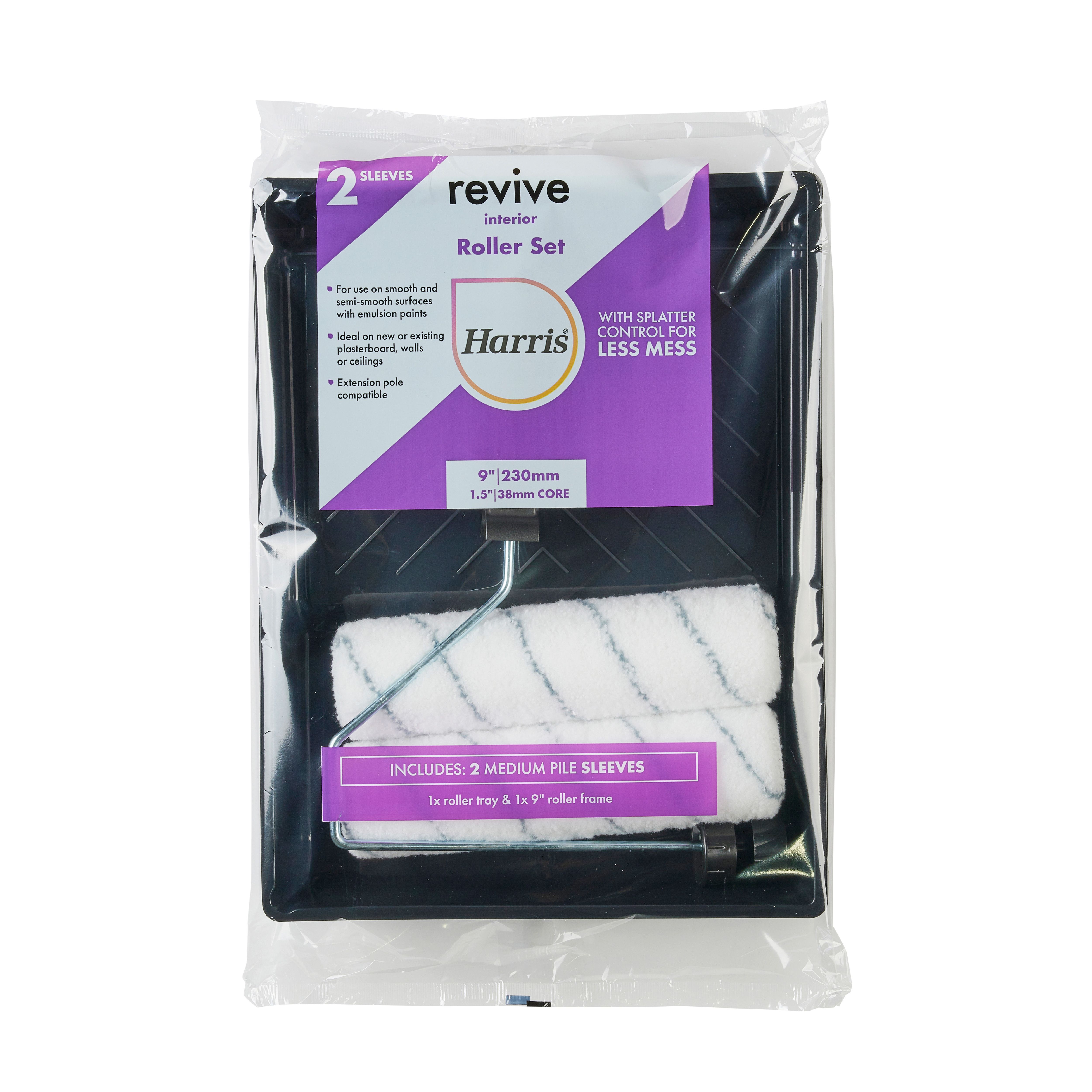 Harris Revive 9" Interior Walls & ceilings Roller set, 4 pieces