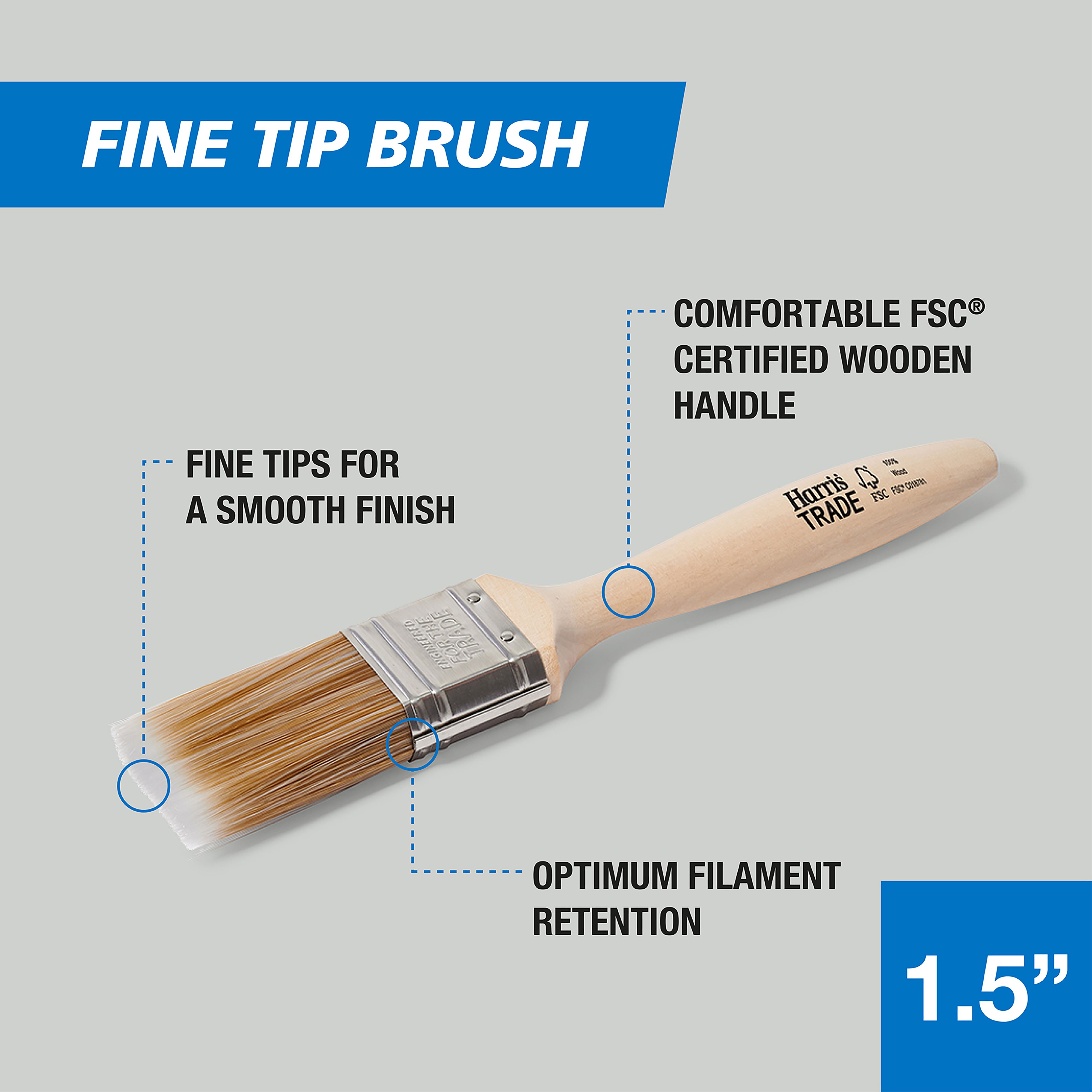 Harris Trade Emulsion & Gloss 1½" Fine tip Comfort Interior Paint brush