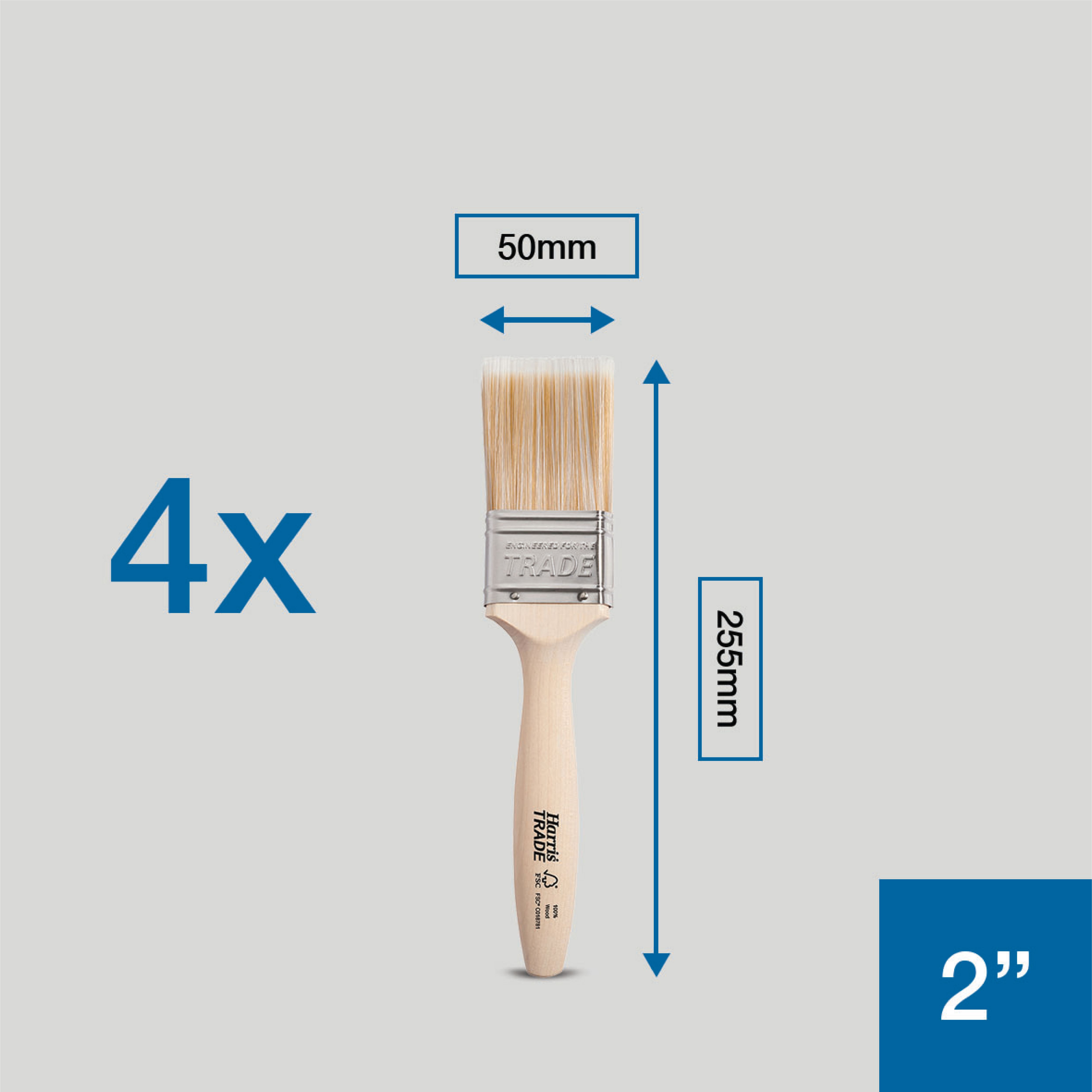 Harris Trade Emulsion & Gloss 2" Fine tip Paint brush, Pack of 4